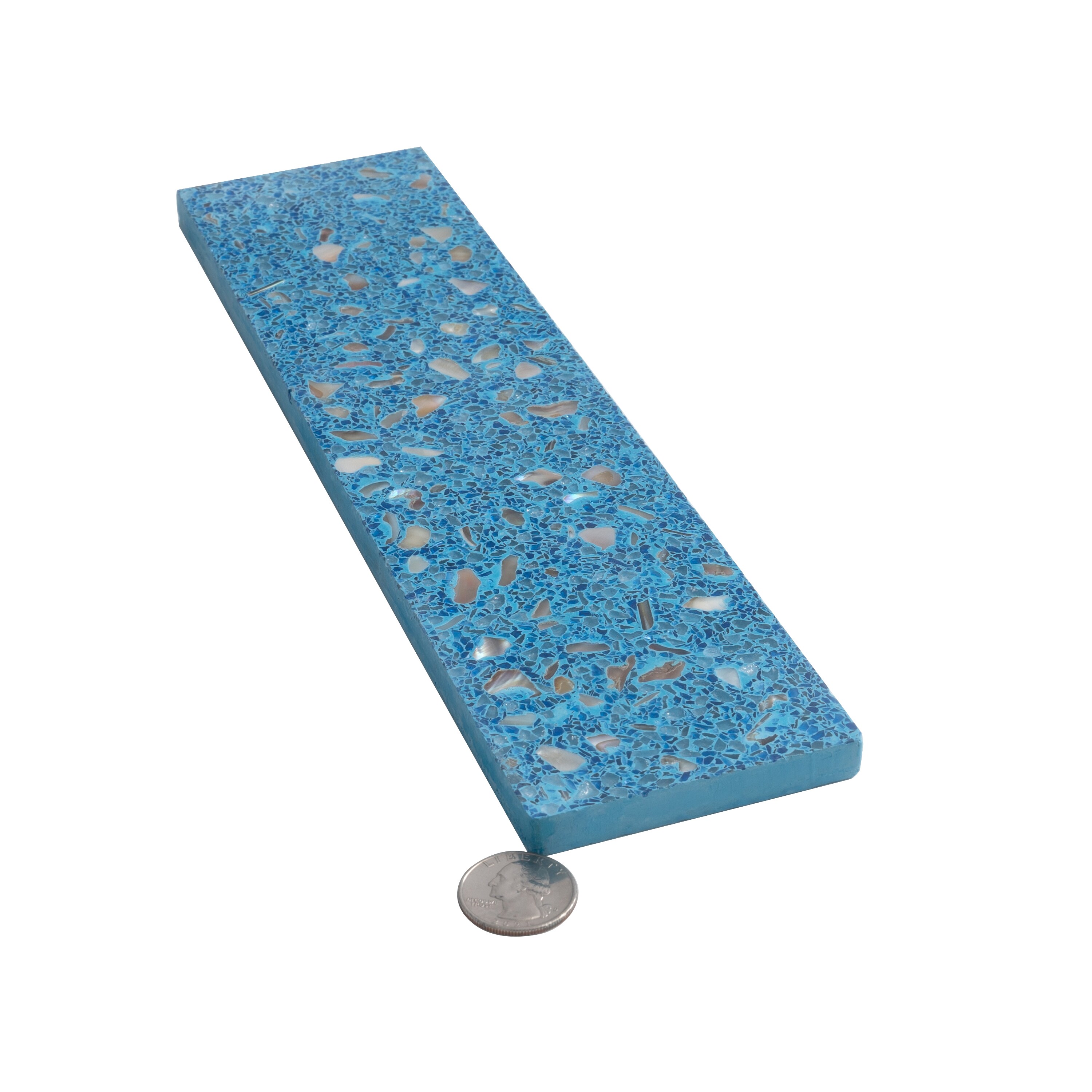 Apollo Tile Amalfi Yosemite Blue with Copper flecks 3-in x 12-in Glossy ...