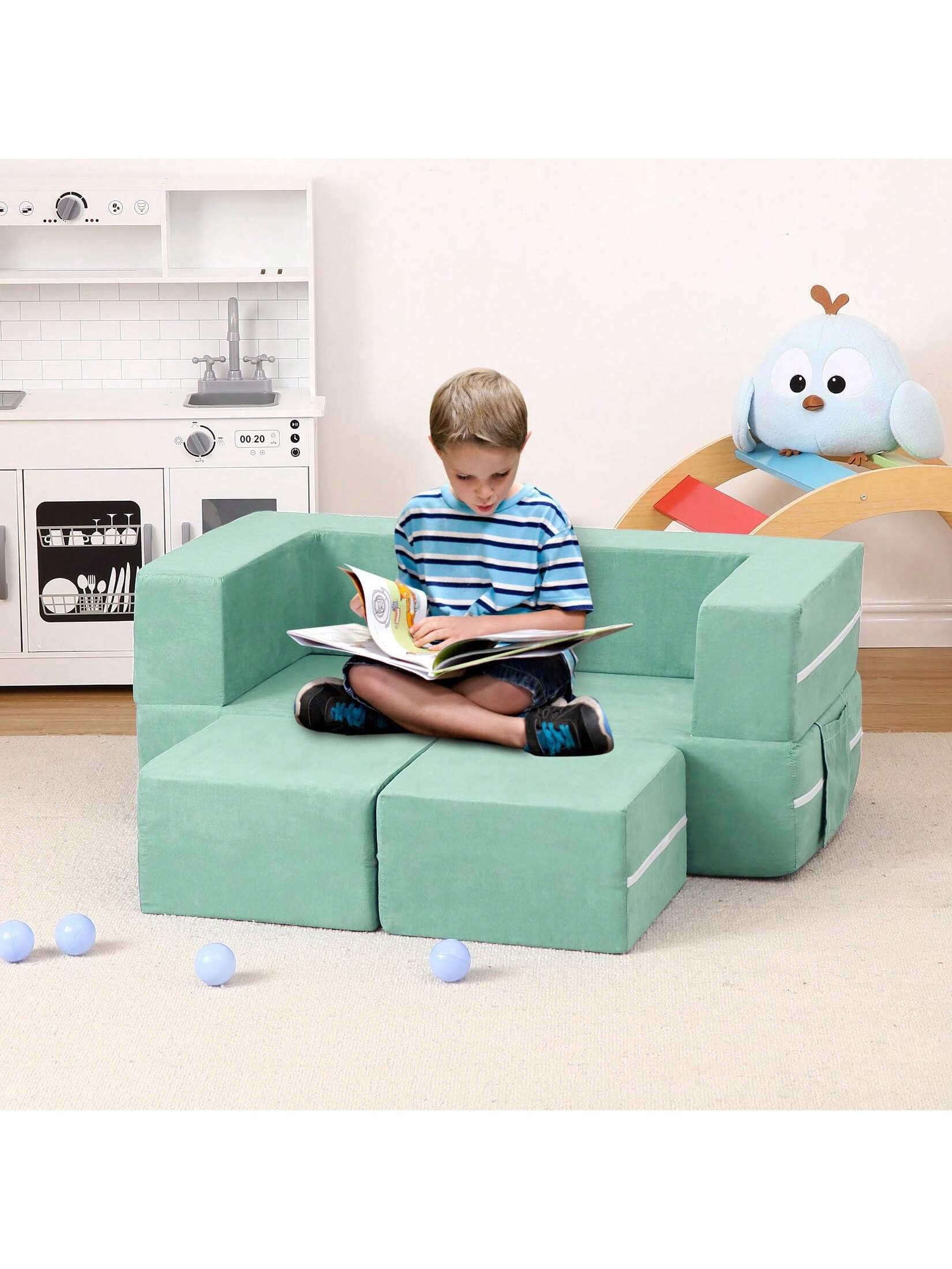 Qeetex Kids Play Couch – 3-Piece Modular Toddler Sofa For Playroom And ...