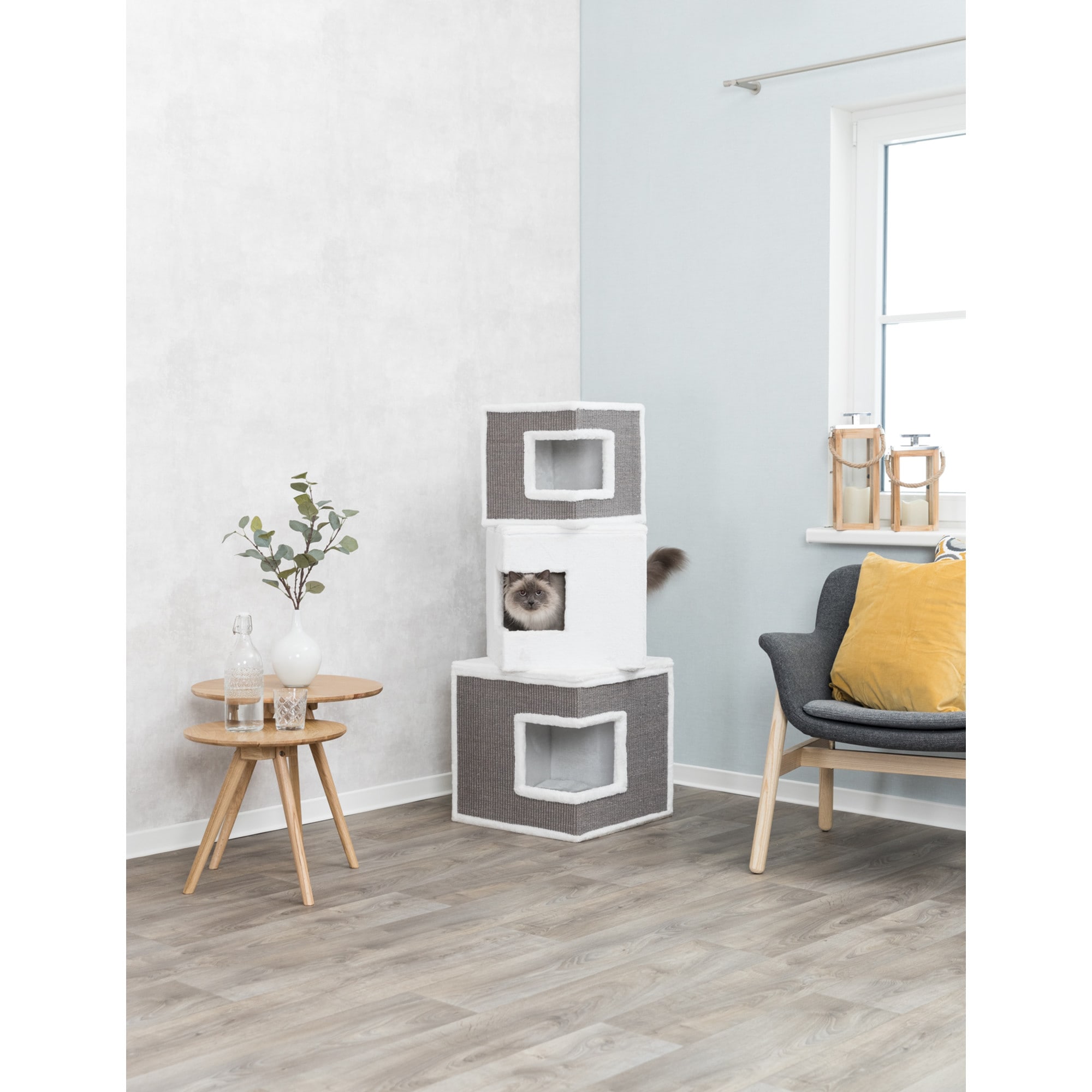 Trixie Pet Products 48.5-in x 18-in Gray Fleece Cat Tree 44558 at Lowes.com