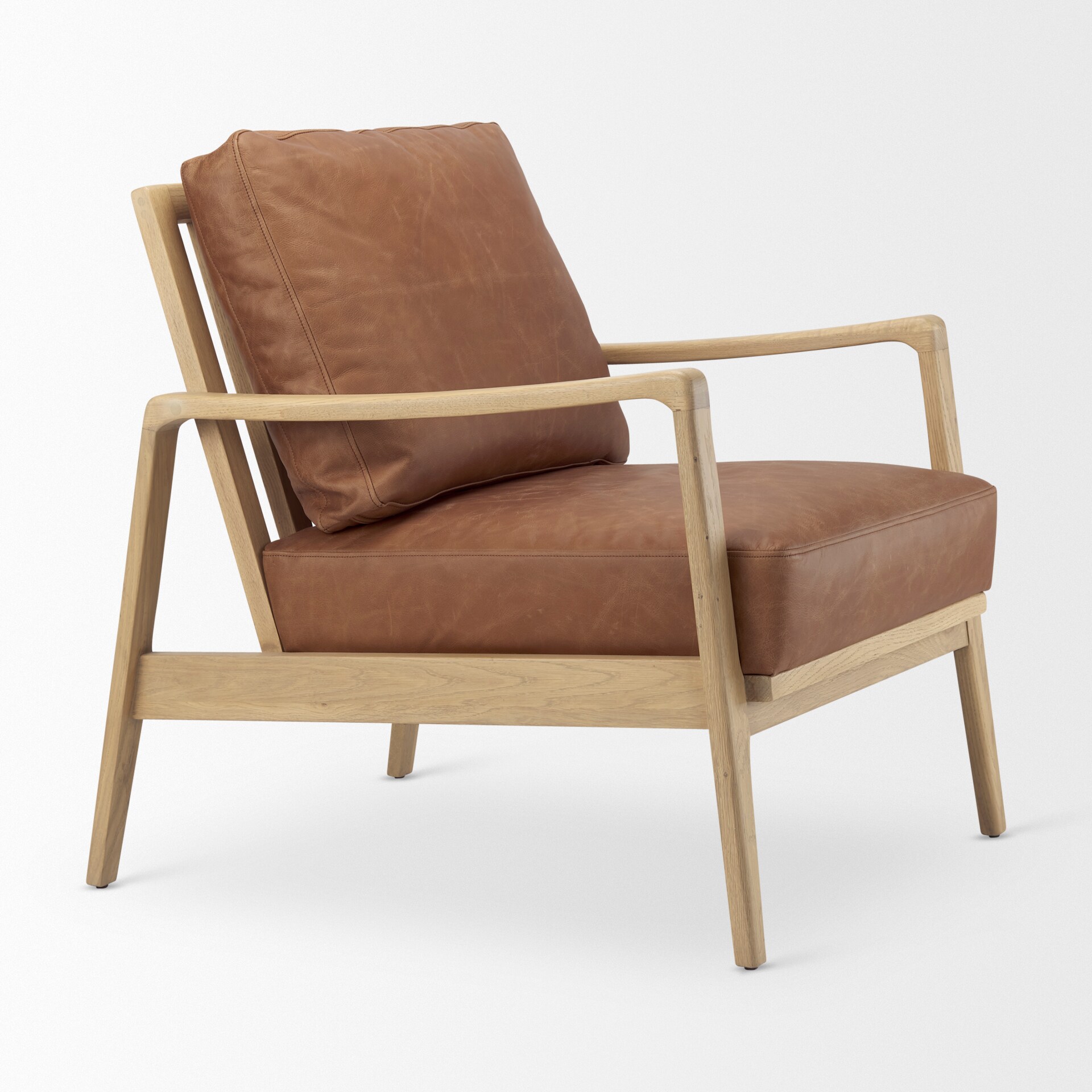 Mercana 27.95-in W Scandinavian Tan Leather Accent Armchair in the ...