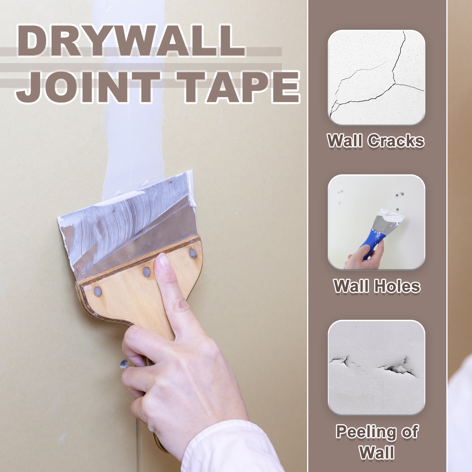 Unique Bargains Drywall Joint Tape 2-Inch x 295-Foot Self-Adhesive ...