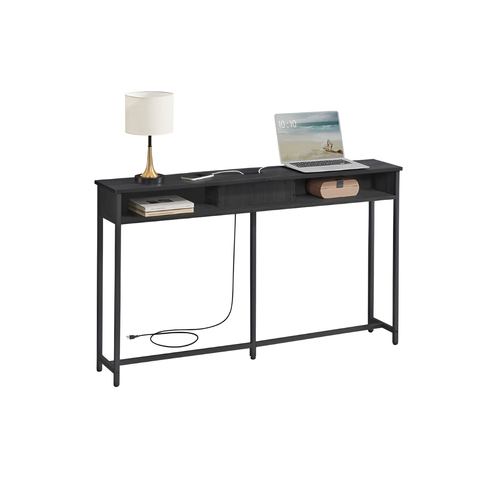 Slickblue 55-Inch- Console Table with Shelves Built-In AC Outlets and ...