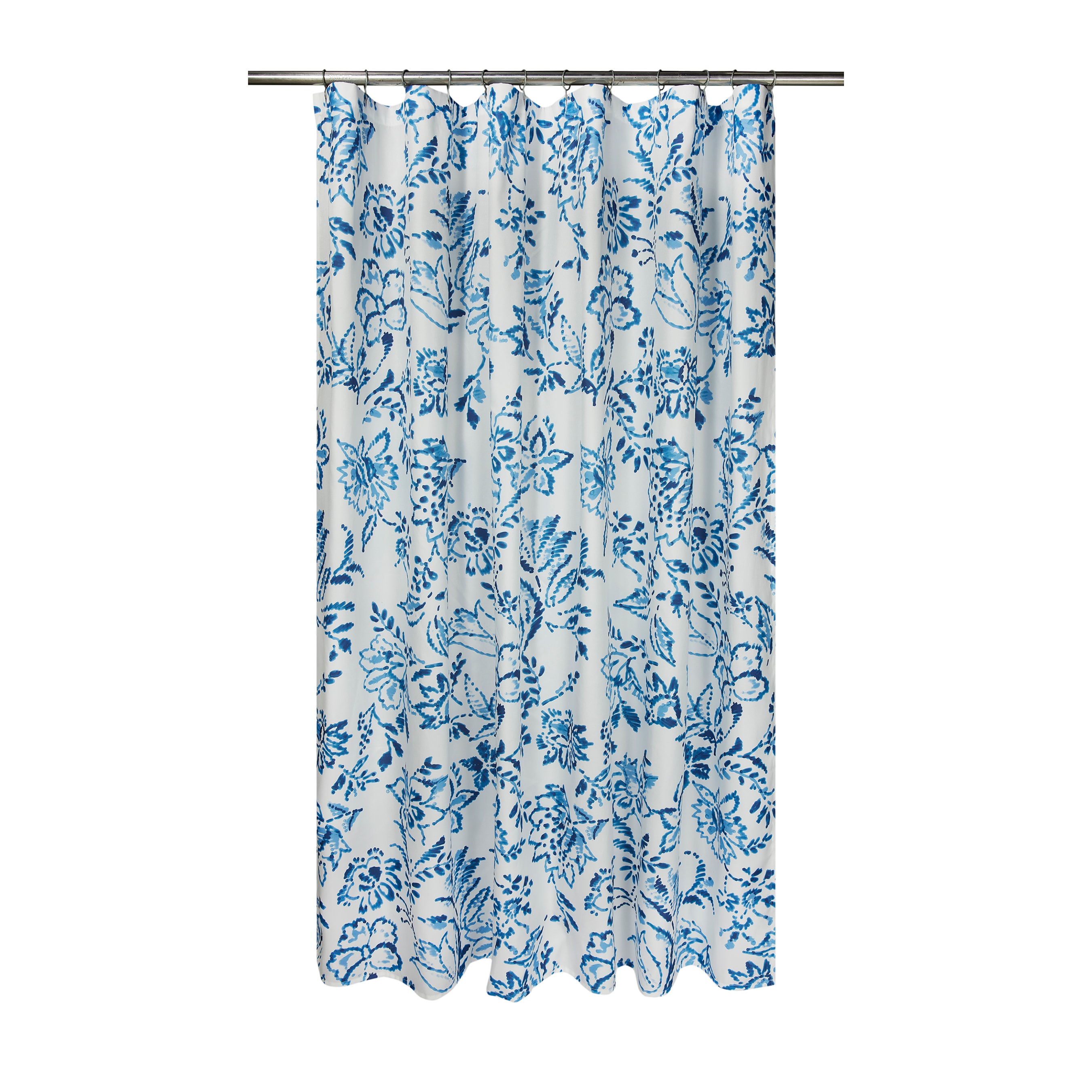 allen + roth 72-in W x 72-in L Blue Paisley Floral Polyester Shower ...