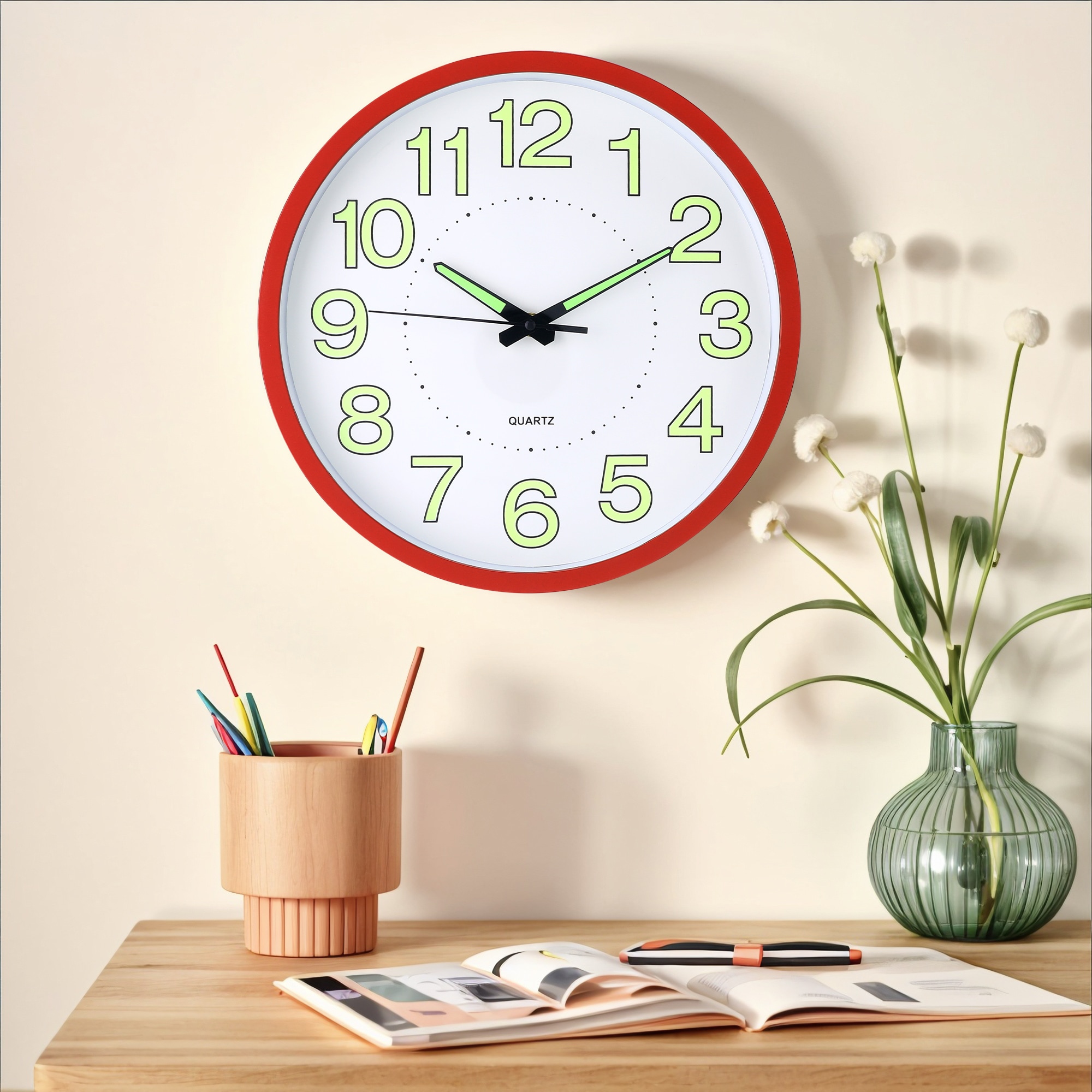Unique Bargains Wall Clock Silent Non Ticking Battery Operated Modern ...