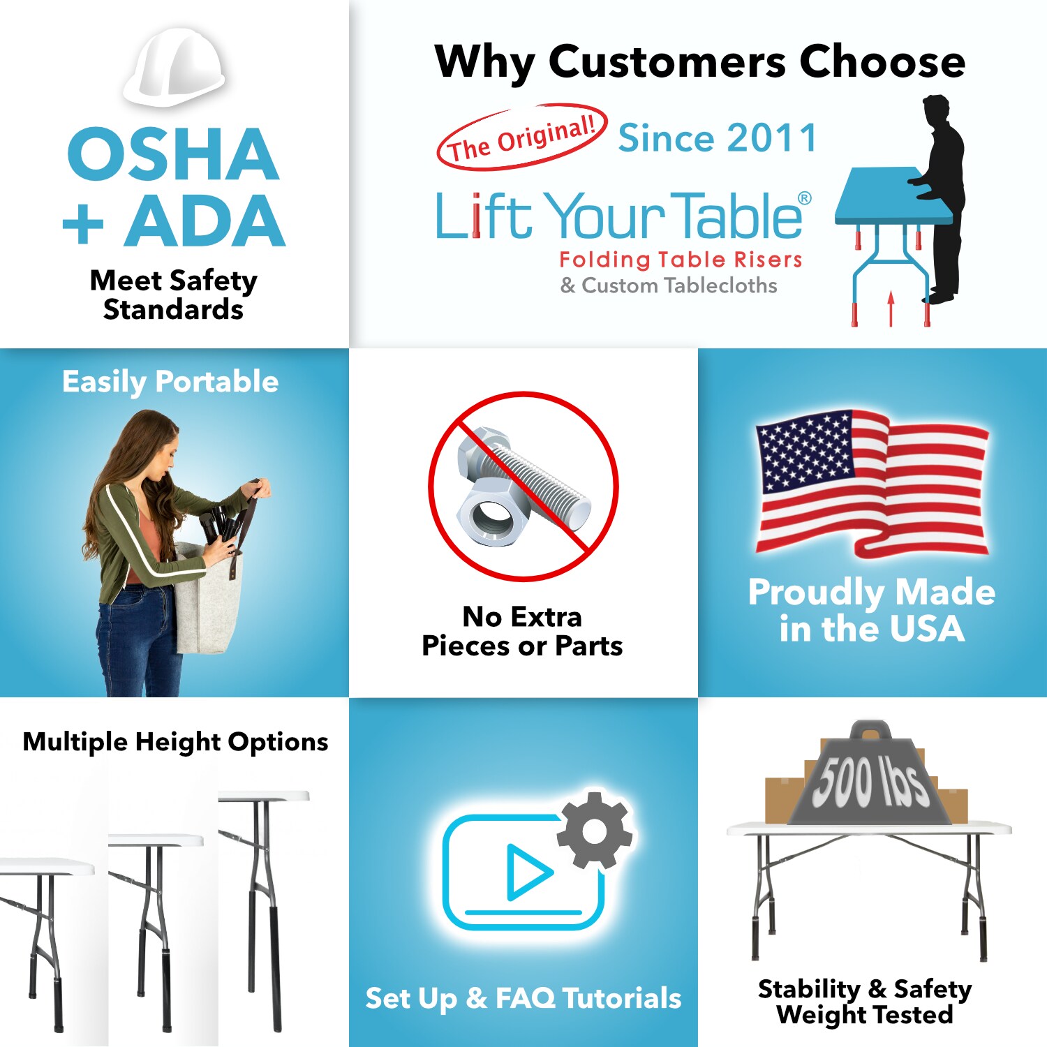 Lift Your Table Folding Table Risers - Standing Desk Kit XL Height ...