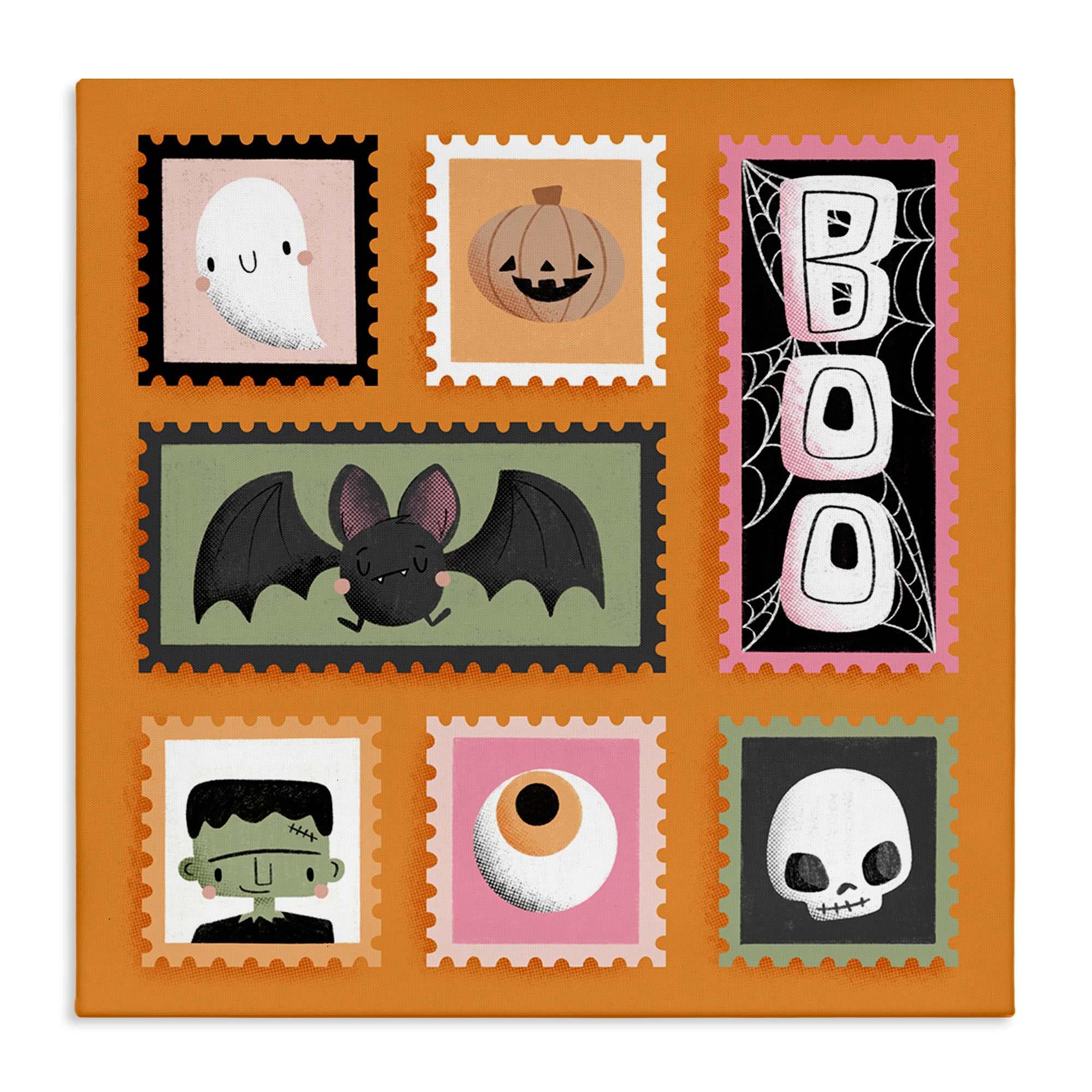 Stupell Industries Spooky Cute Halloween Stamps Canvas Wall Art By ...