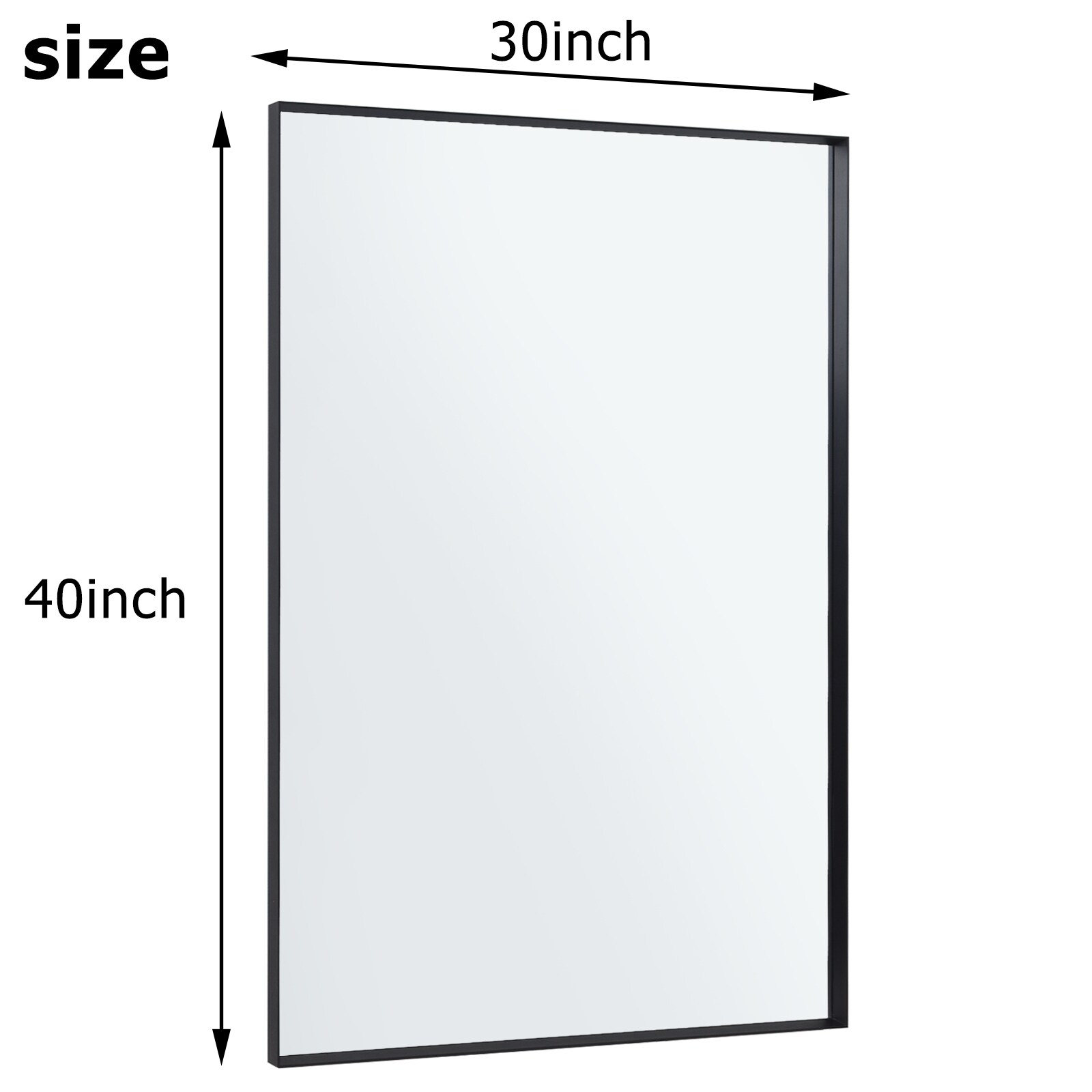 BEAUTYPEAK 30-in W x 40-in H Black Framed Wall Mirror ZJAJ3040B at ...