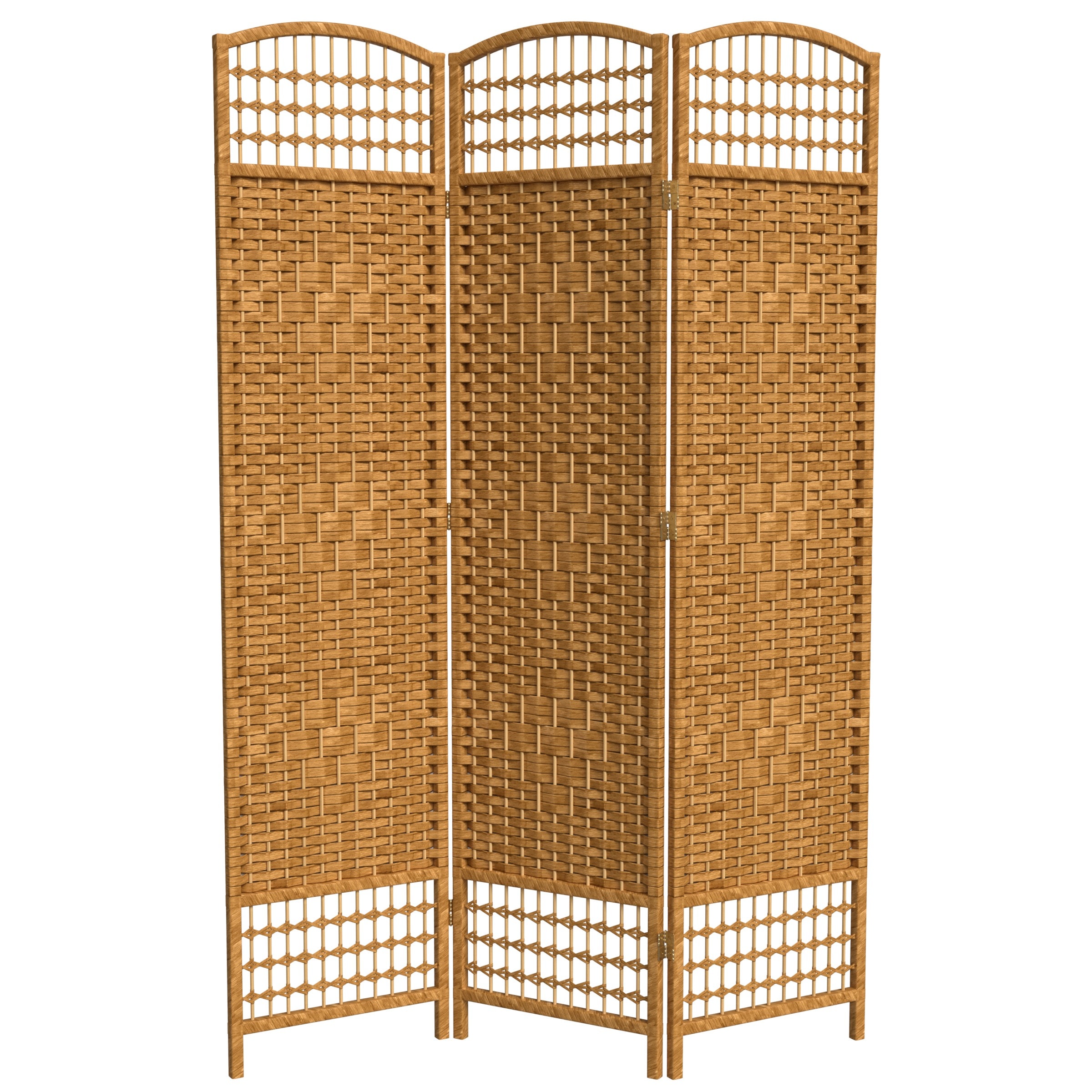 Red Lantern 3-Panel Light Beige Cellulose Fiber Folding Transitional ...