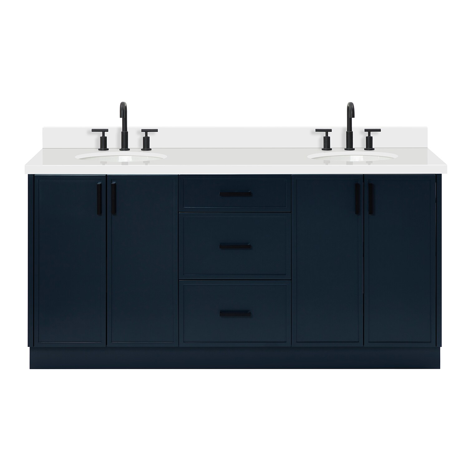 ARIEL Kelly 72-in Midnight Blue Undermount Double Sink Bathroom Vanity ...