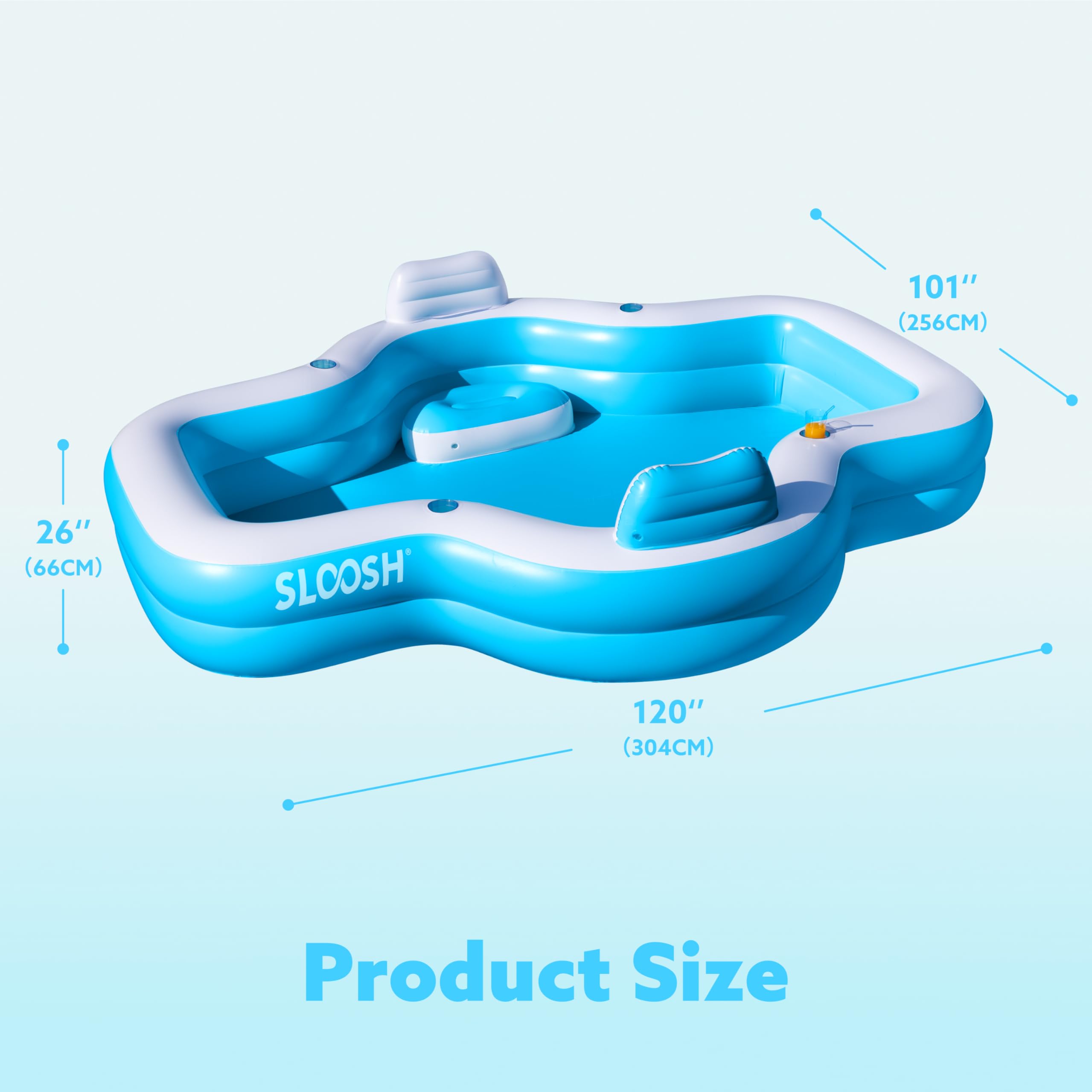 Joyfy Big Inflatable Pool for Kids Adults with Seats Full-Sized Blow Up ...