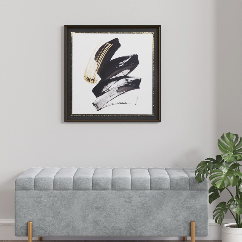 Gracie Mills Crane Abstract Brushstroke Framed Glass Wall Art with ...