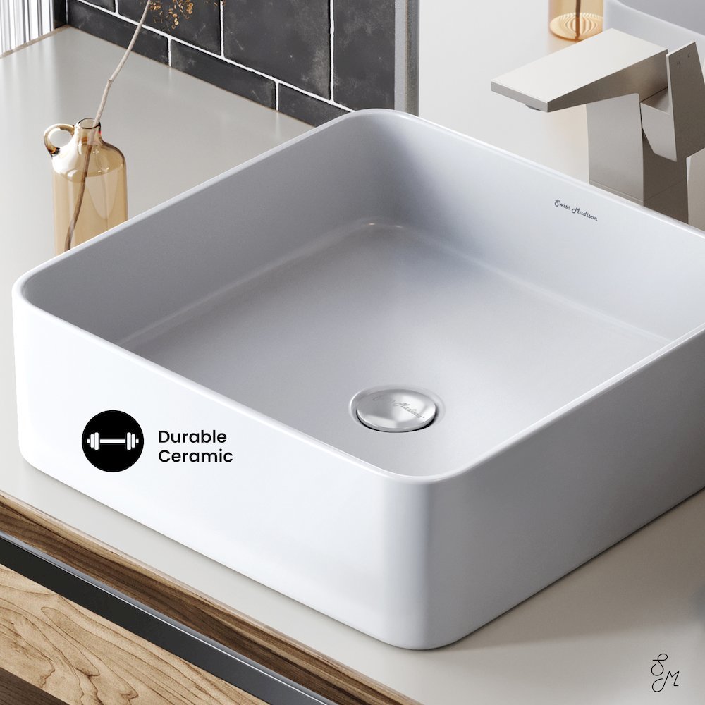 Swiss Madison Concorde Ceramic Square Vessel Sink in the Bathroom Sink ...