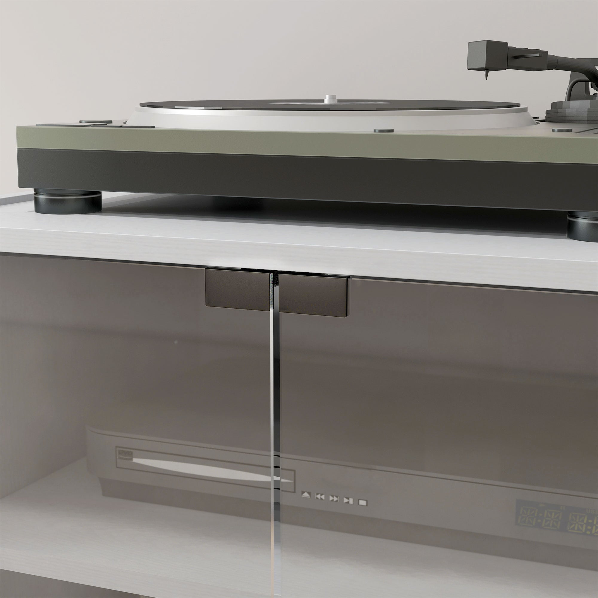 HomCom Media Cabinet 4-Tier Stereo Cabinet Record Player Stand with ...