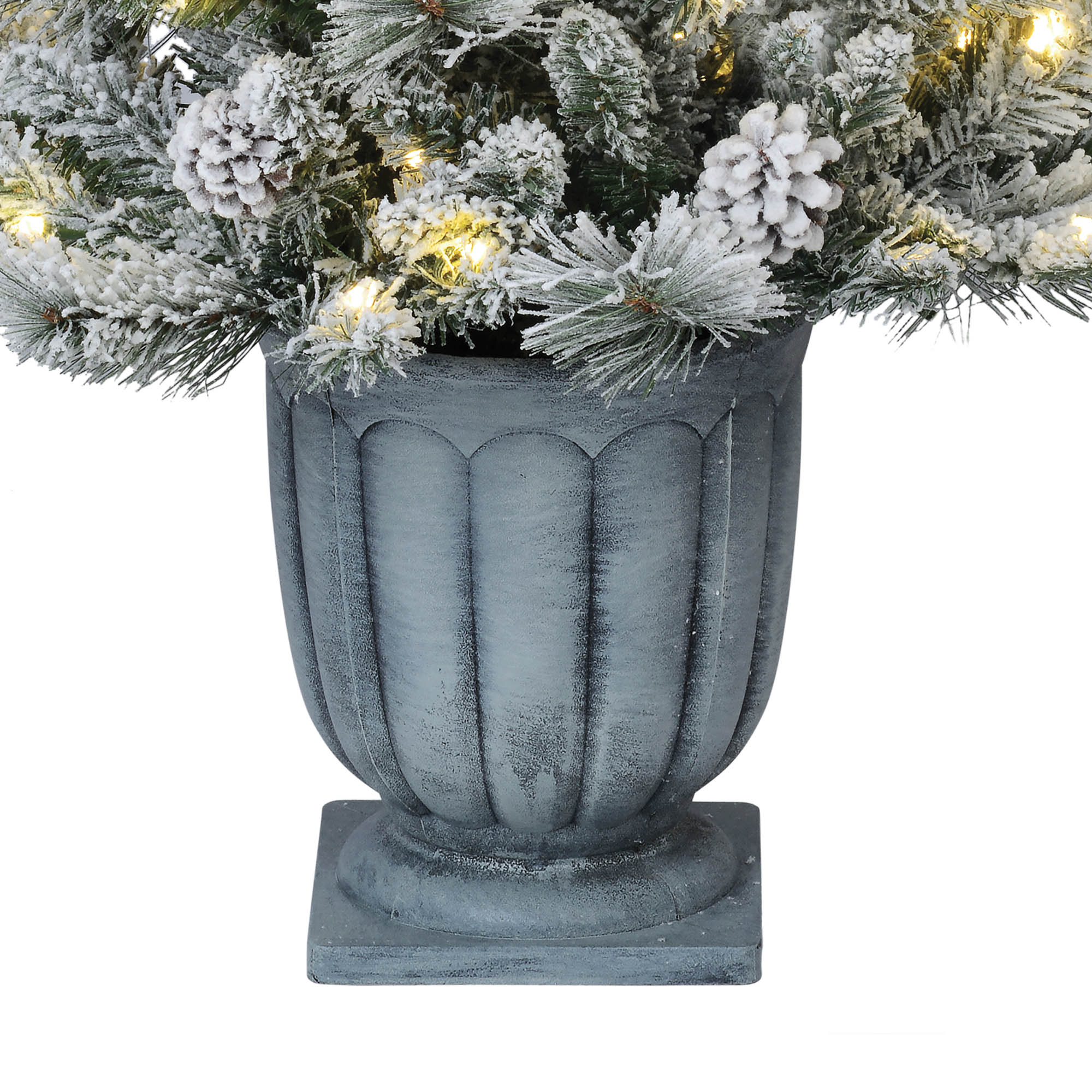 Holiday Living 4-ft Flocked Potted Pre-lit Artificial Christmas Tree ...