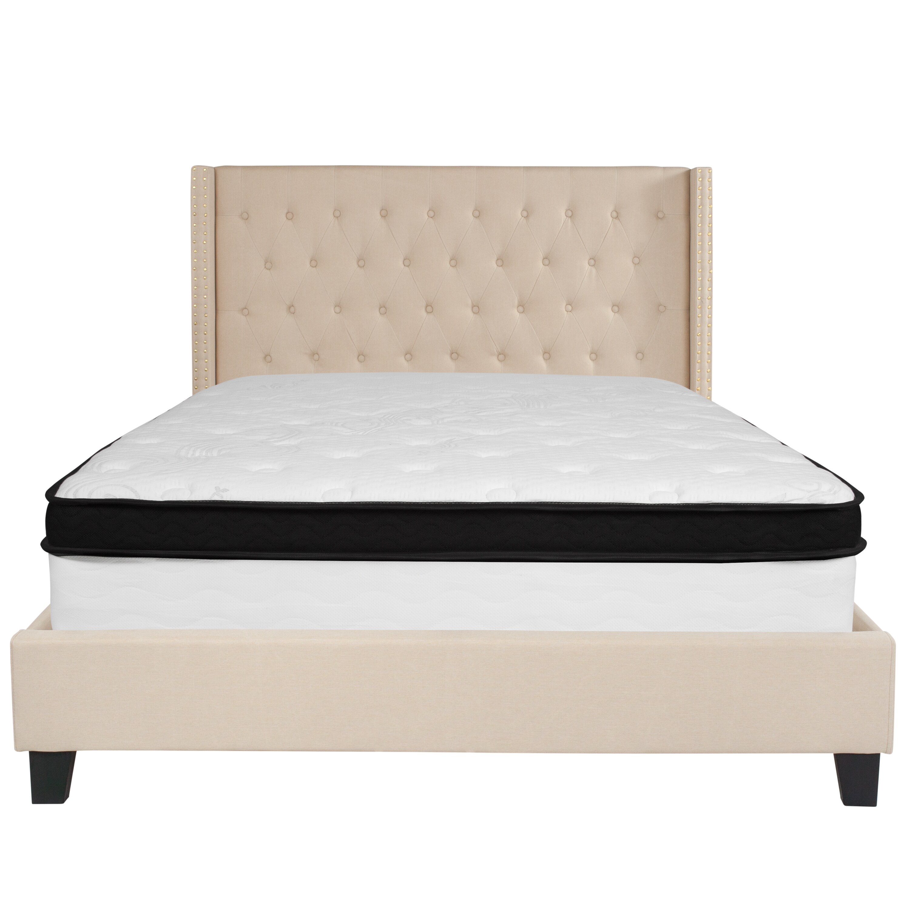Emma + Oliver Queen Accent Extended Panel Platform Bed/Memory Foam ...