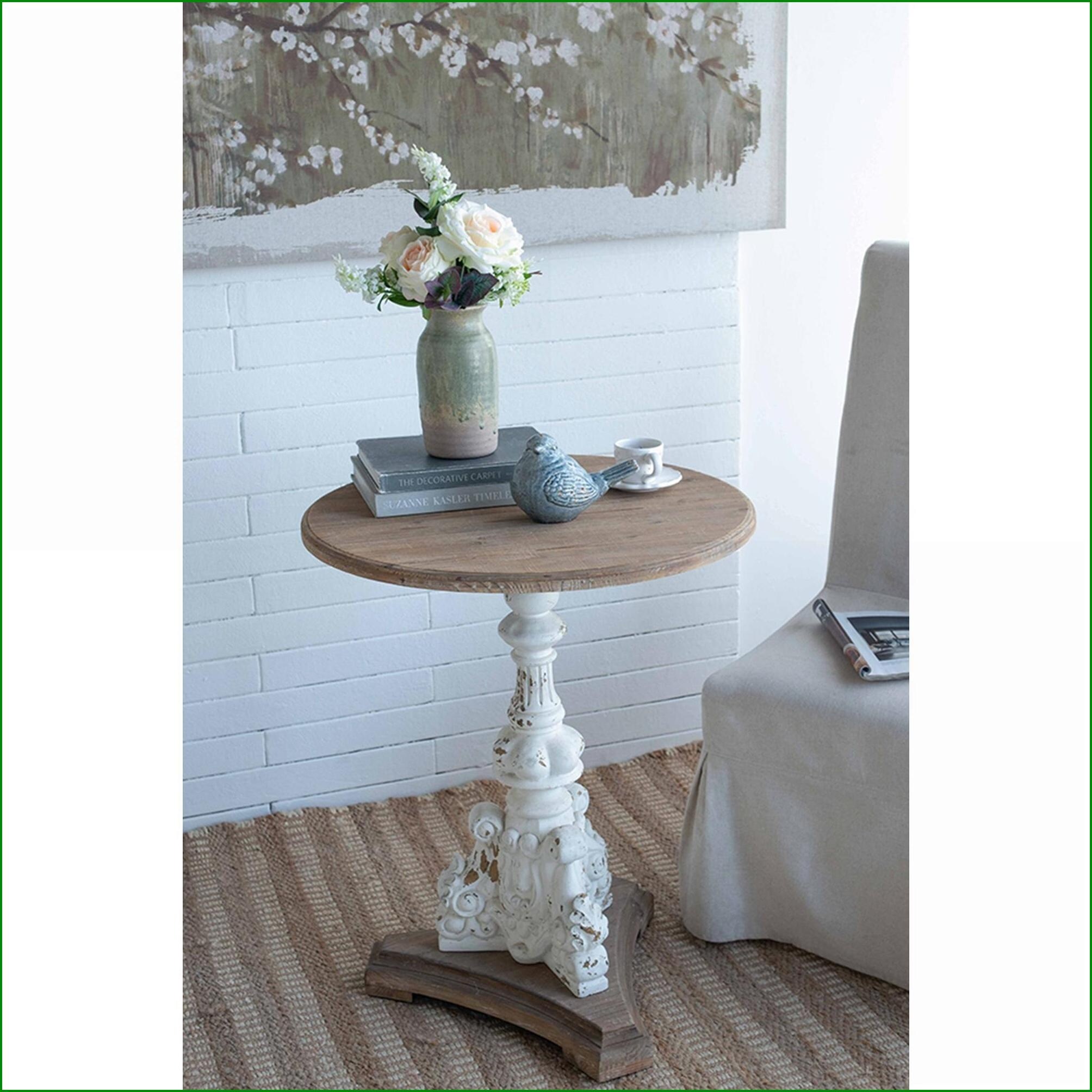 Watnature Antique White Fir Wood Coffee Table with Classic Pedestal ...