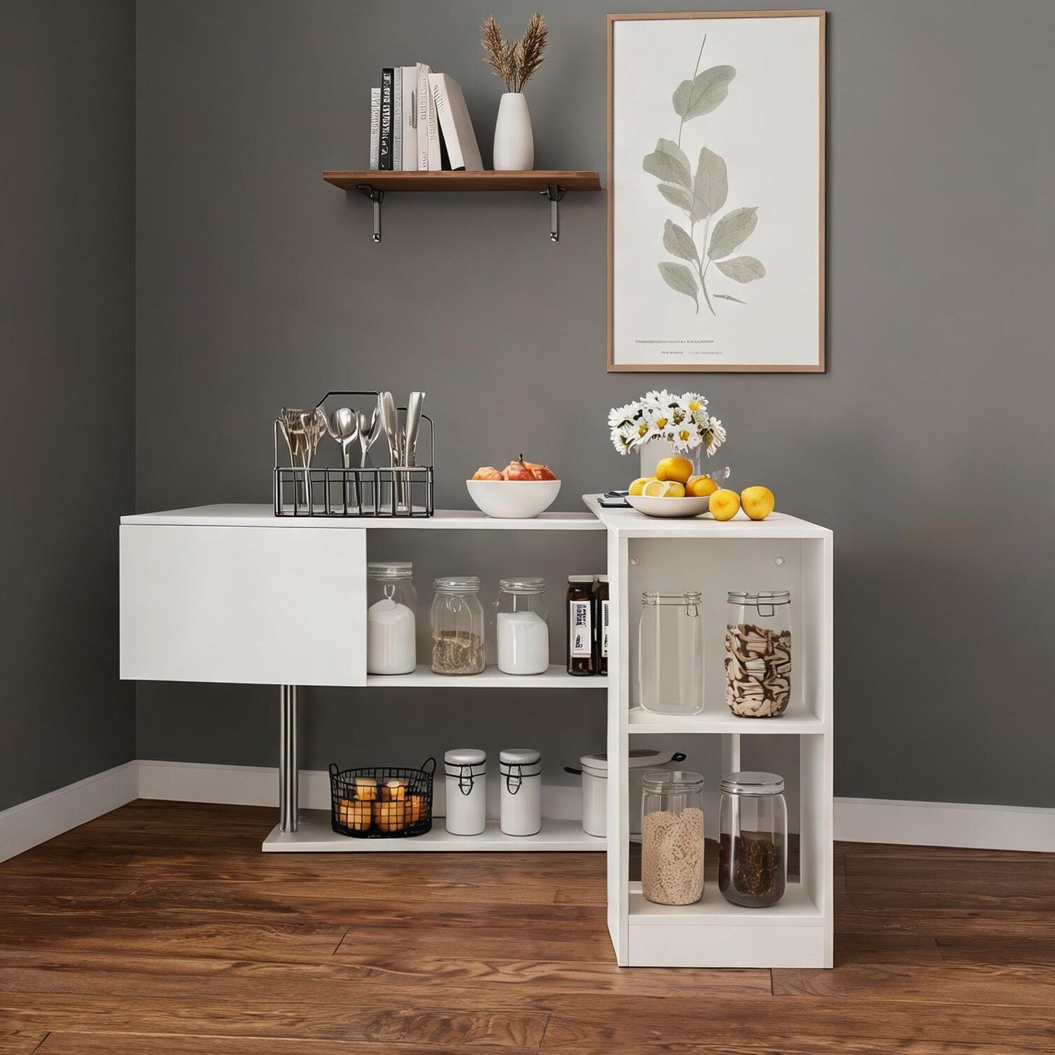 Naturefalls Modern L-Shaped Rotating Computer Desk with Spacious ...