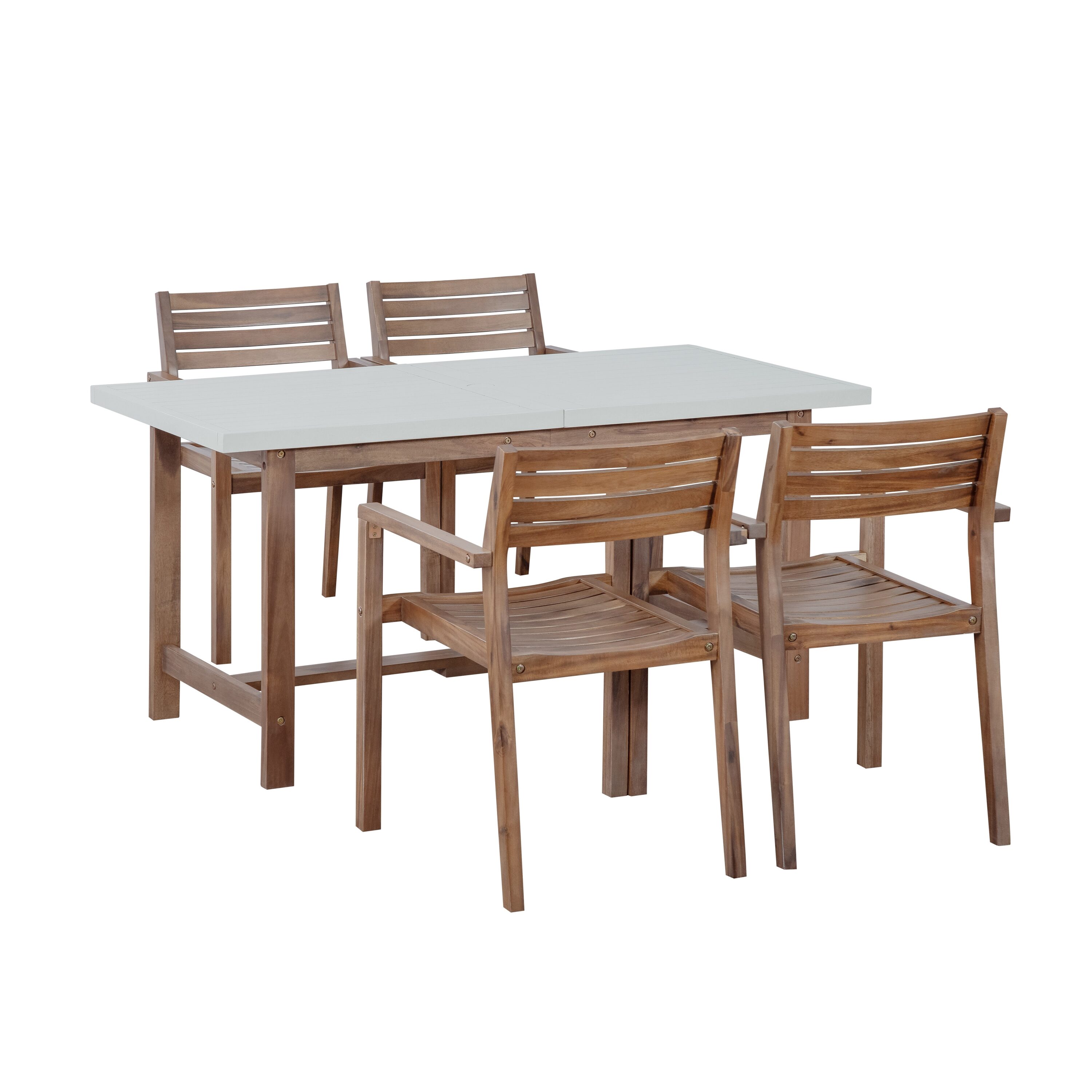 Qualler 5-Piece Outdoor Dining Set of 4 with Rectangular Table and ...