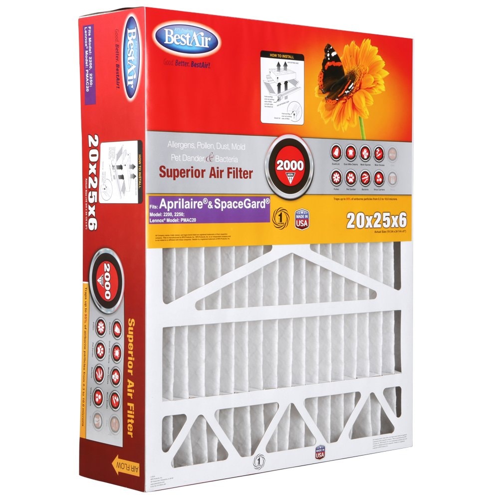 BestAir A201-SGM-BOX-11R Furnace Air Filter 20 x 25 x 6 in MERV 11 Pack ...