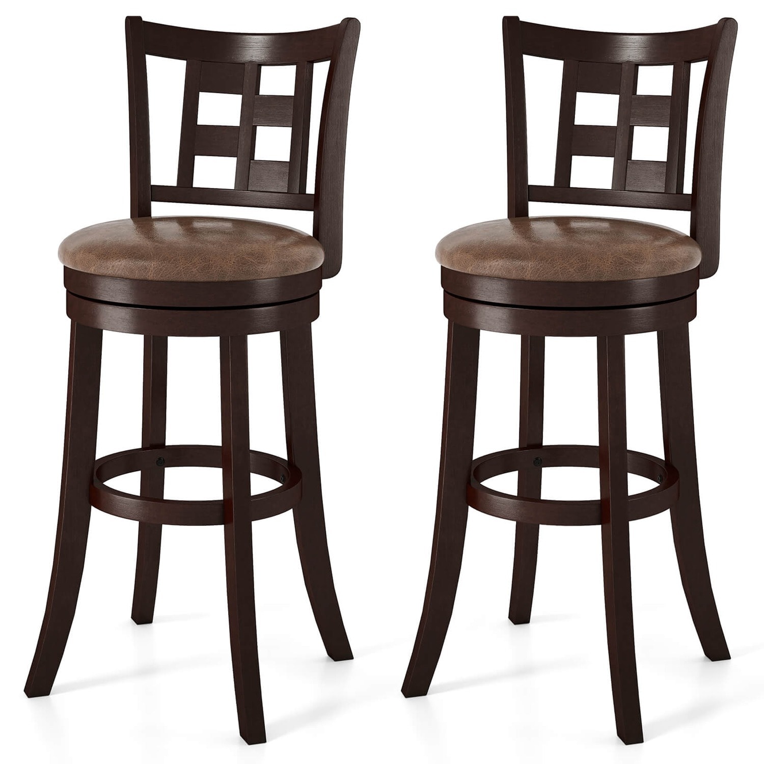 Costway Set of 2 Bar Stools 30 inches Swivel Bar Chairs with Footrest ...