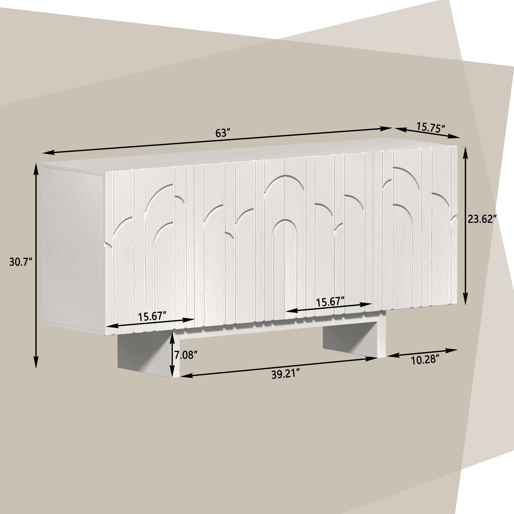 Boyel Living White MDF 4-Door 63 in. Wood Grain Buffet Sideboard For ...