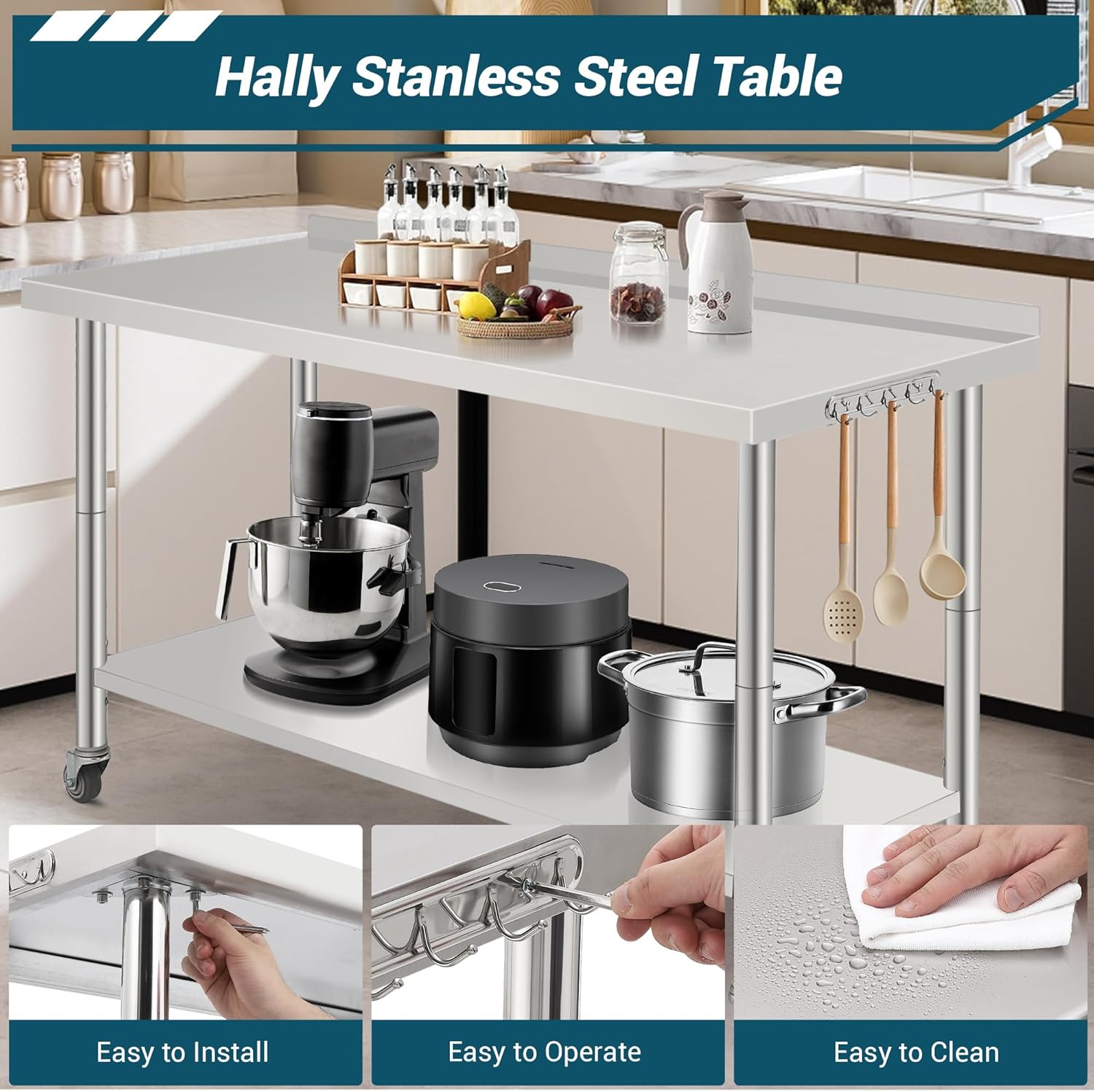 Garvee Space/Saving Dynamo Stainless Steel Commercial Folding Table ...