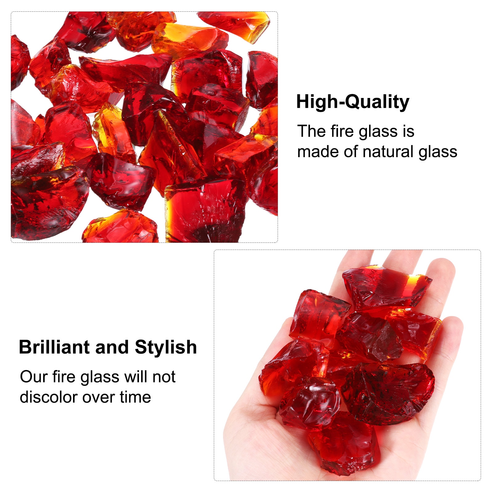 Unique Bargains Fire Glass for Fire Pit 2-3cm(1/9inch) High Luster ...