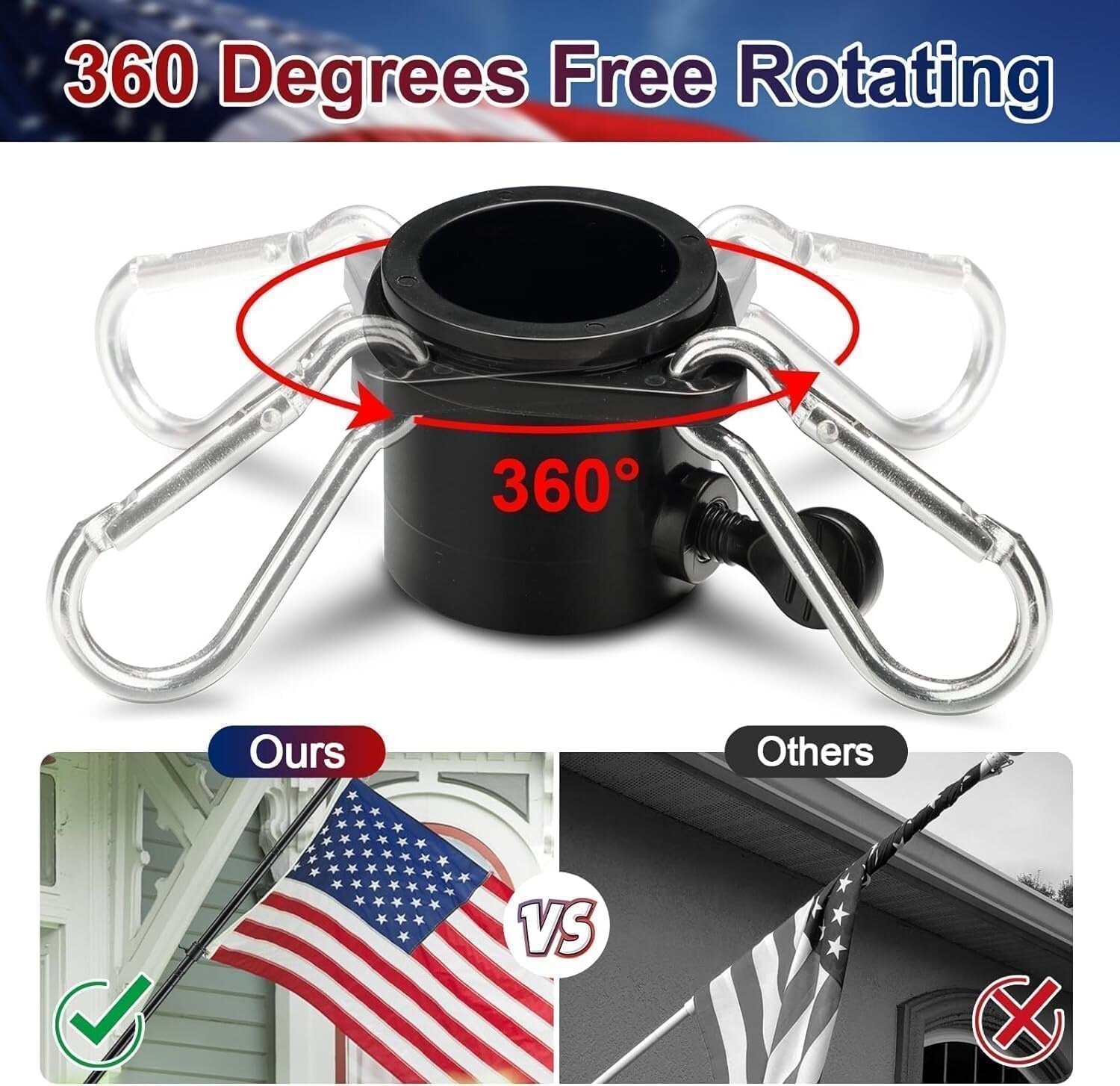 Justincity American Flag Kit with 6ft Tangle Free Metal Pole 4x6 ...