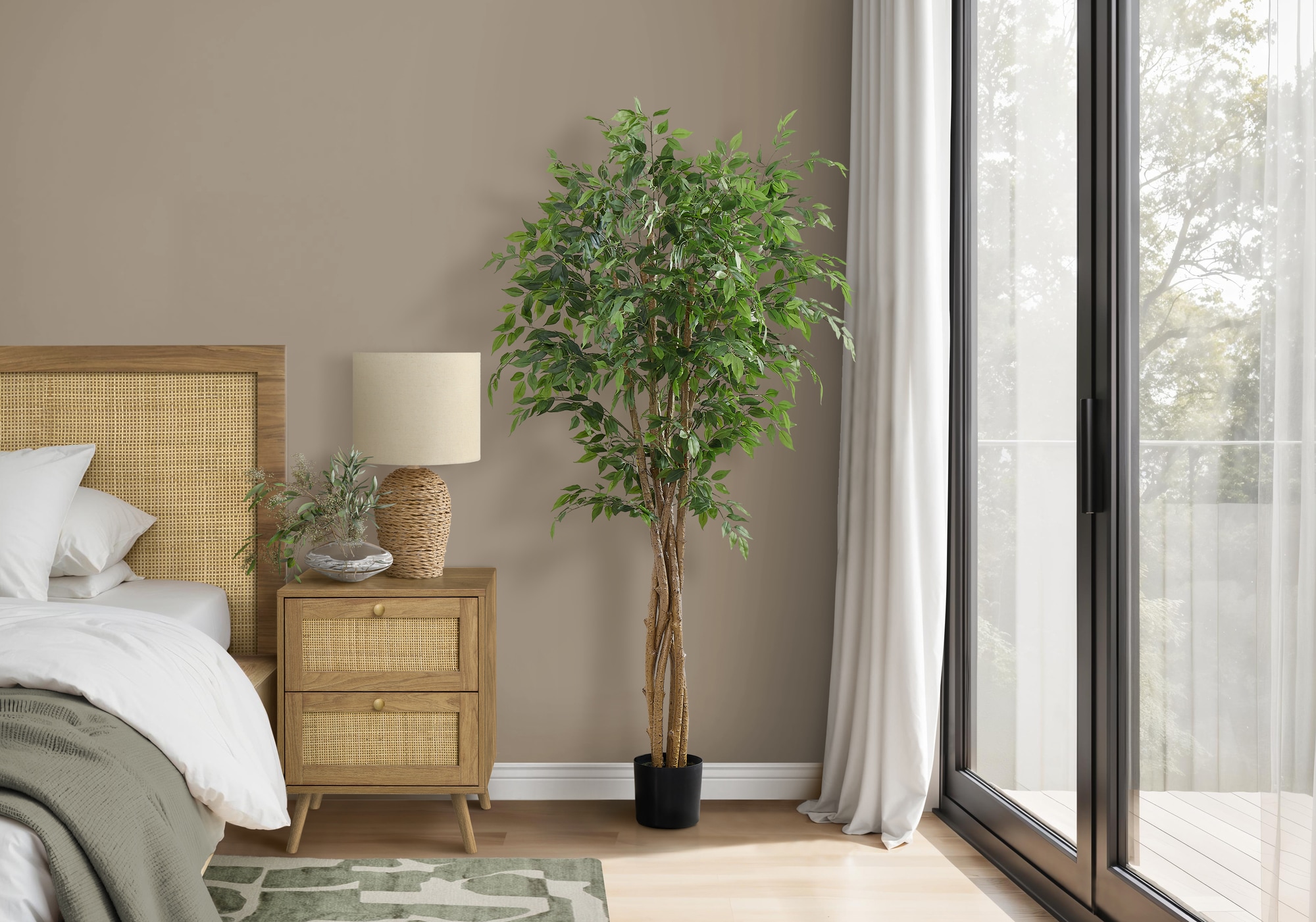 LUXEYARD Artificial Plant 79Inch Tall Ficus Tree Floor Real Touch ...