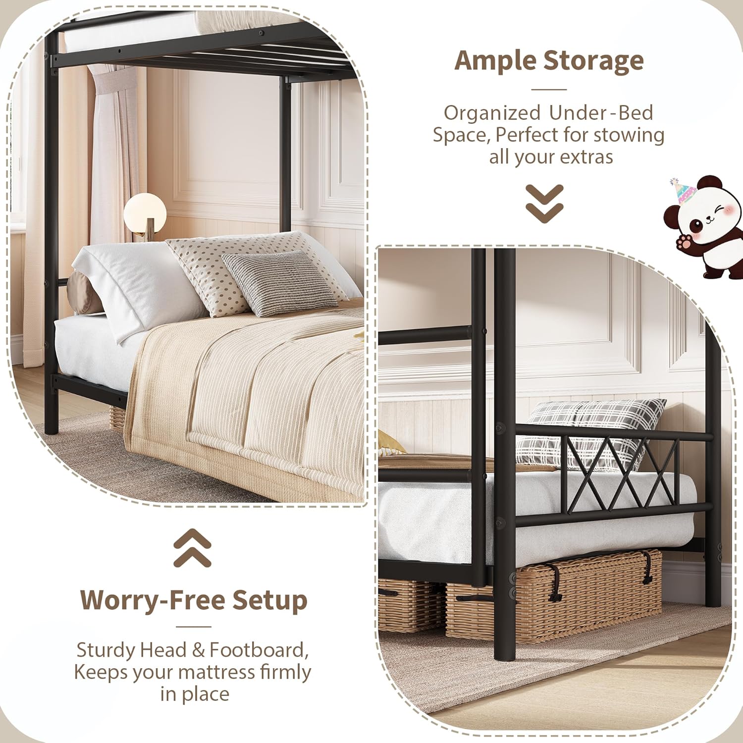 IdealHouse Twin Over Twin Bunk Bed for Kids Teens and Adults Heavy Duty ...