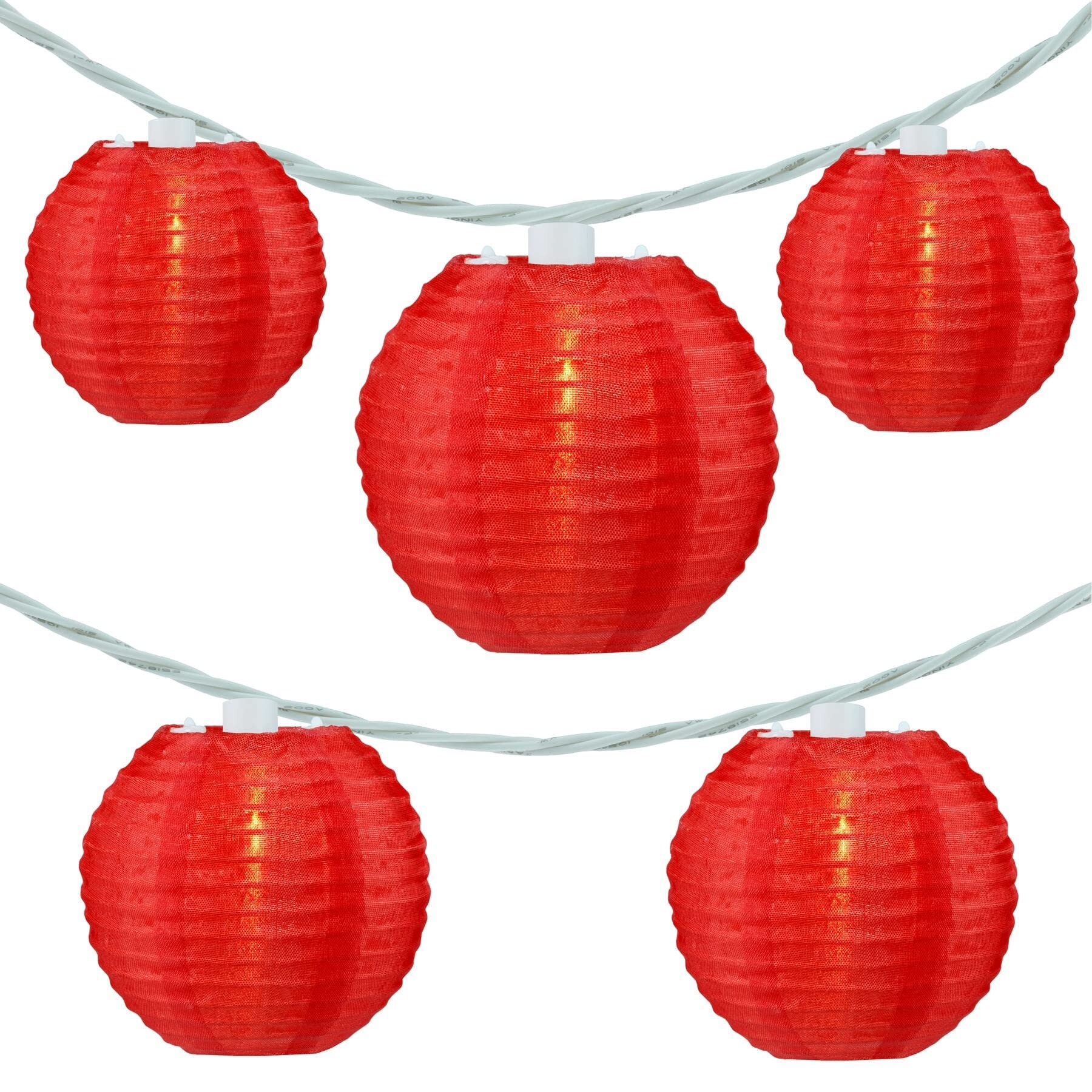 Afoxsos Plum Blossom Lantern String Lights 10 pcs White Nylon Lanterns ...