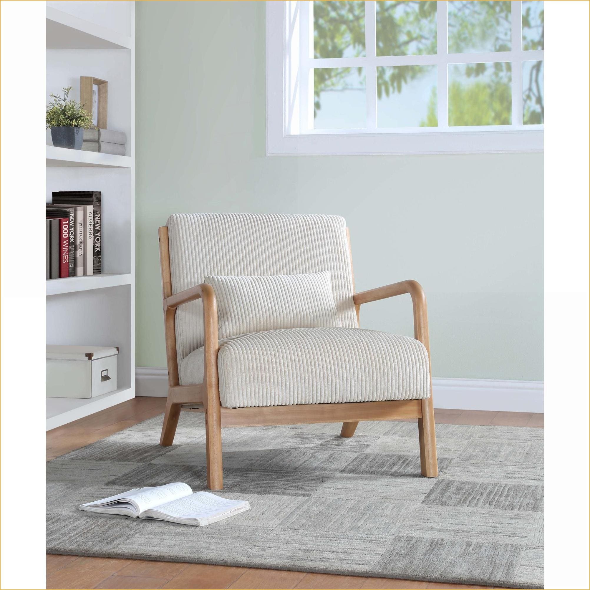 Watnature Solid Wooden Frame Accent Lounge Chair Comfortable ...
