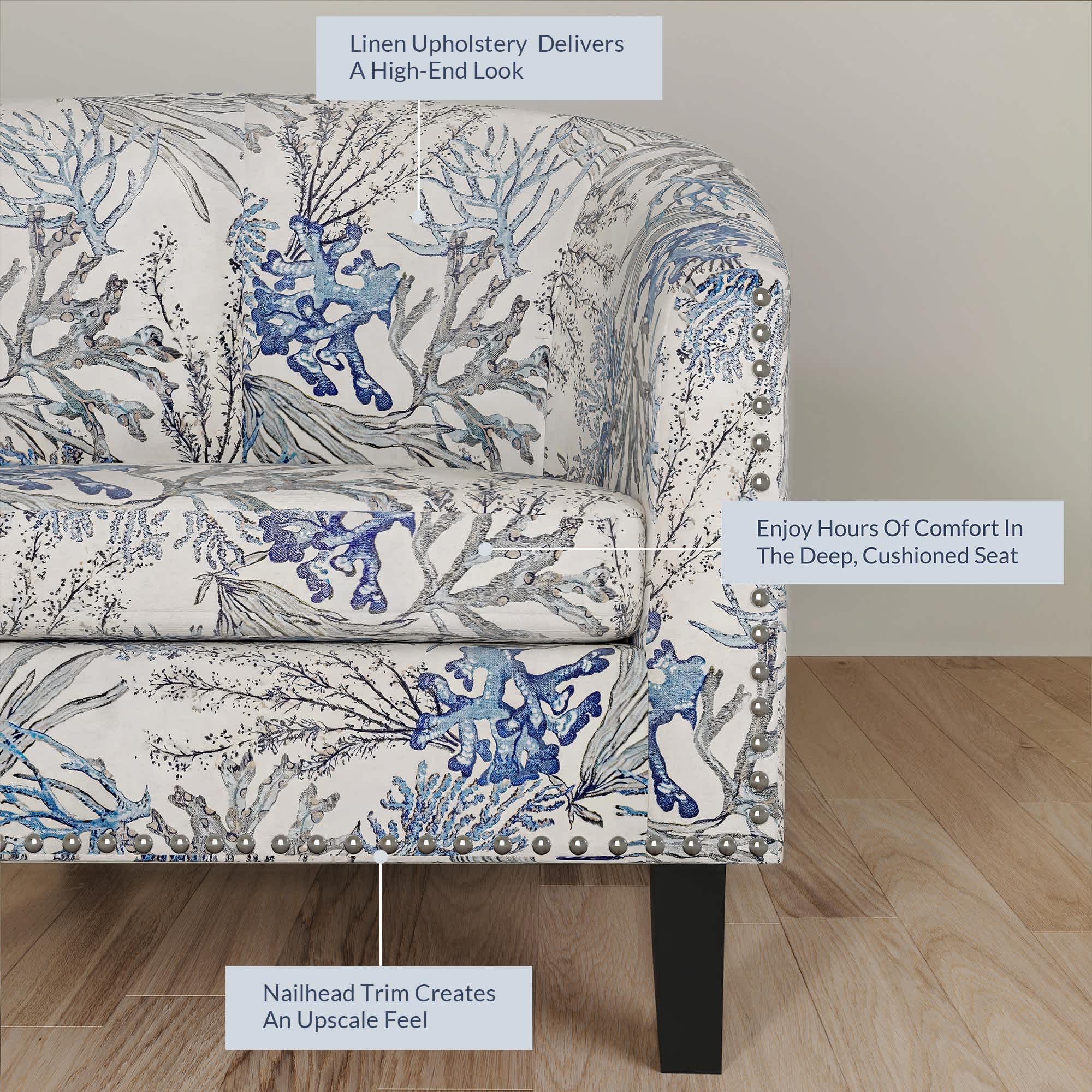 Belleze Accent Barrel Chair Modern Faux Leather Tub Club Chair Blue ...