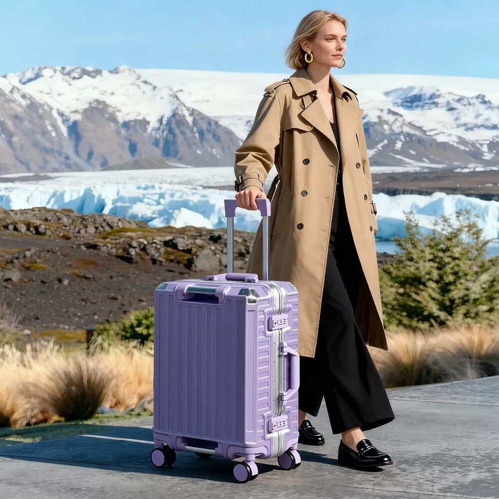 Fenbeli Hard Shell Luggage Suitcase with Spinner Wheels Aluminum Frame ...