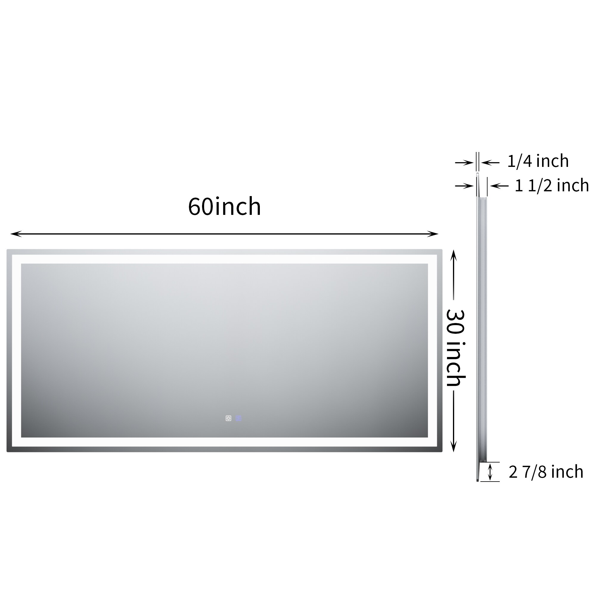 ExBrite 60-in x 28-in Frameless Rectangle Dimmable Lighted Fog Free ...