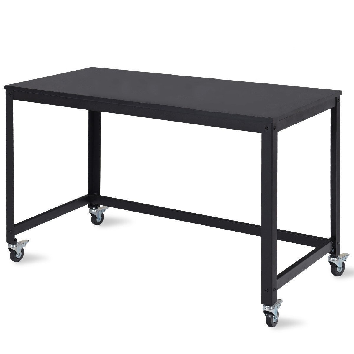Slickblue Portable Black Rolling Computer Desk with Large Work Surface ...