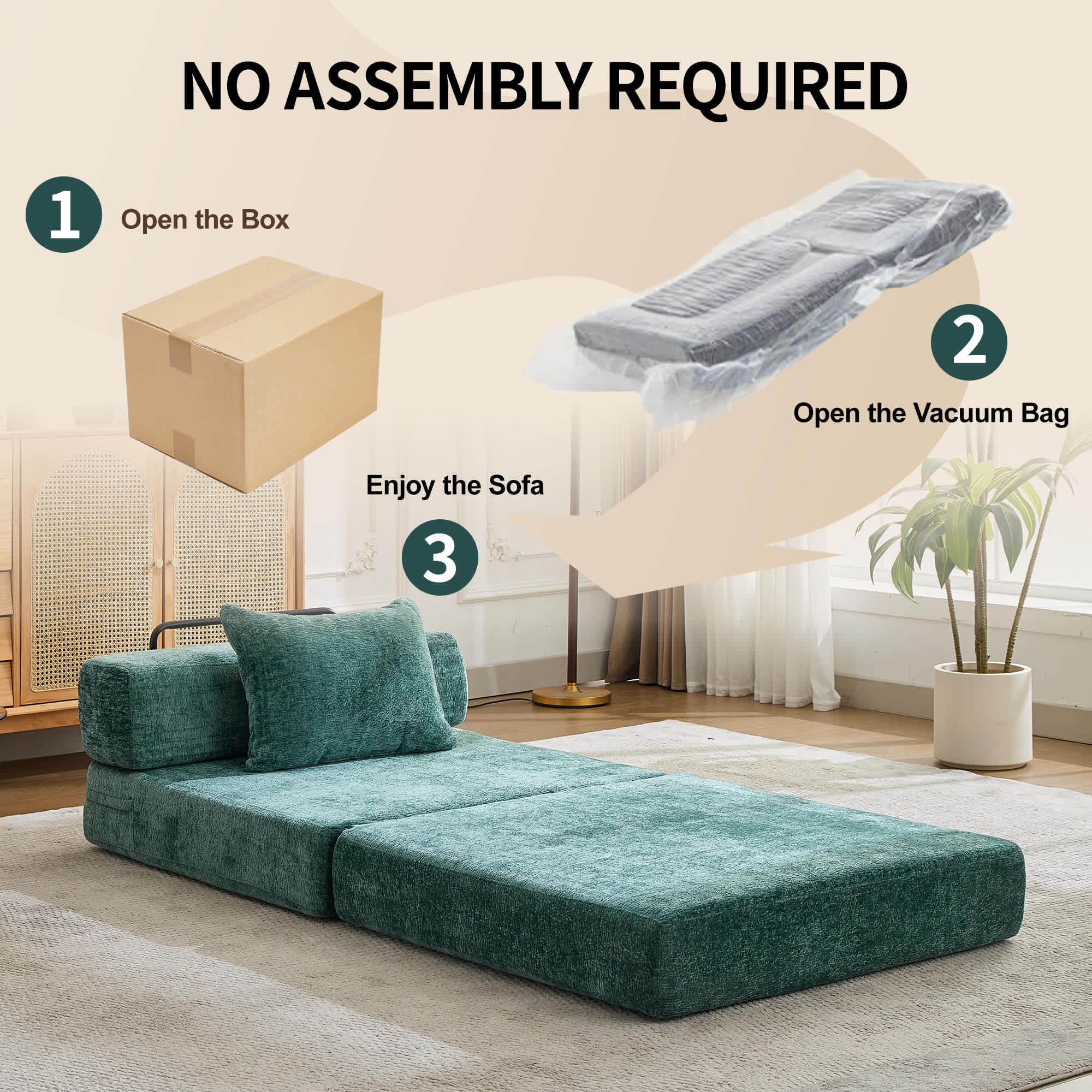 Vynxaria Single Seater Compression Sofa Convertible Floor Sofa Bed ...