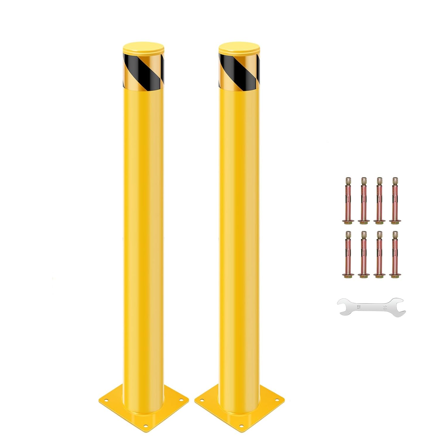 GAOMON 2 Pack Safety Bollard Posts - 30 x 4.5 Inch Removable Steel ...