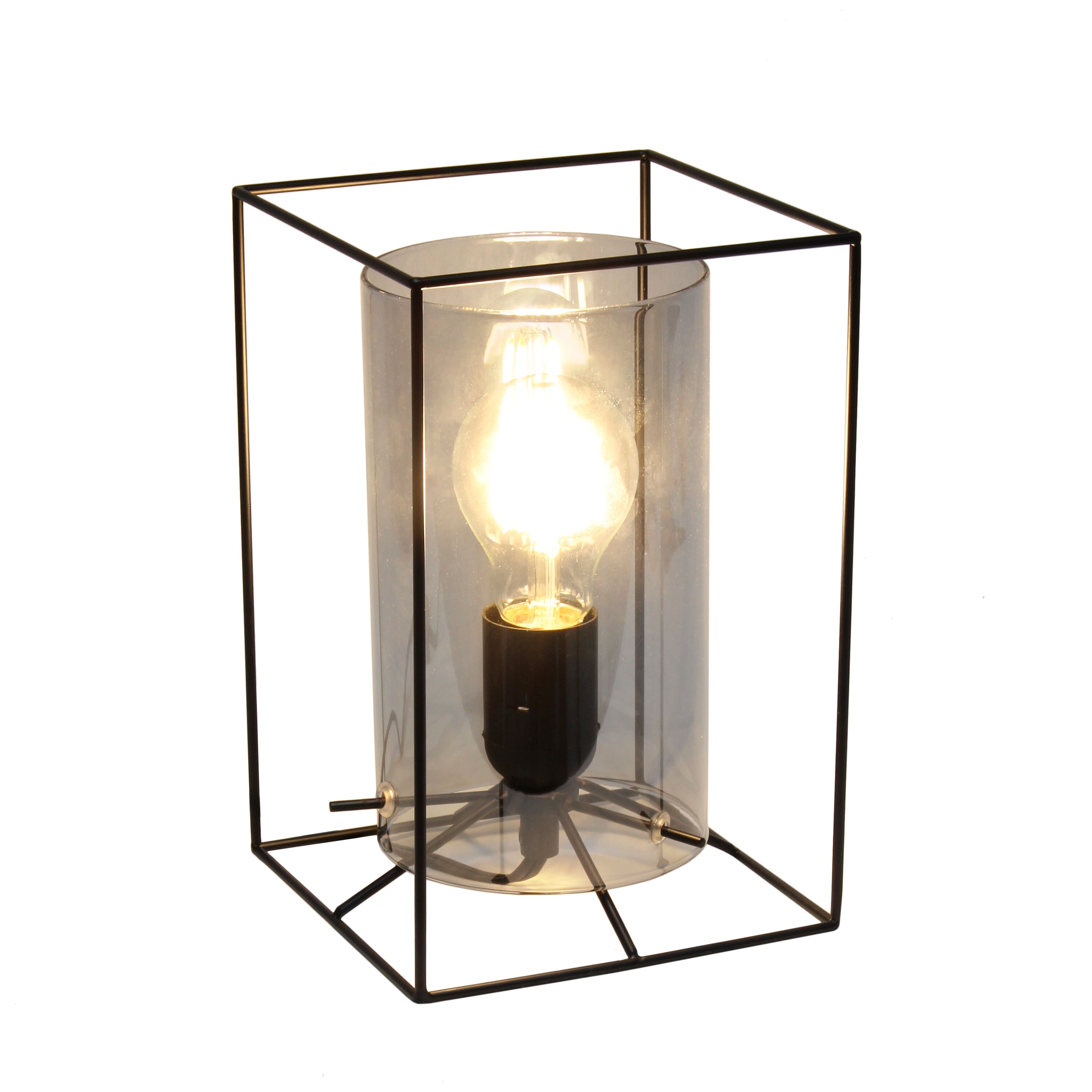 Elegant Designs 9-inch Contemporary Metal Cube Table Lamp for Living ...