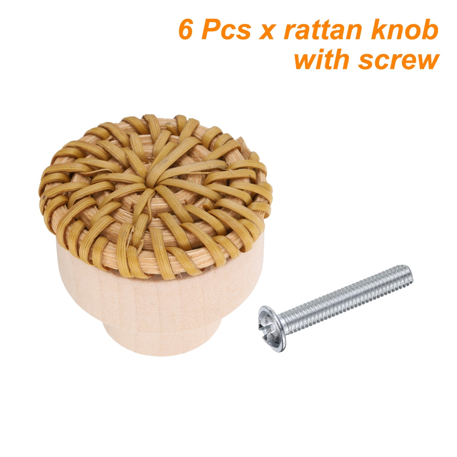 Unique Bargains 6pcs Rattan Knobs Round Wood Dresser Drawer Knobs Pulls ...
