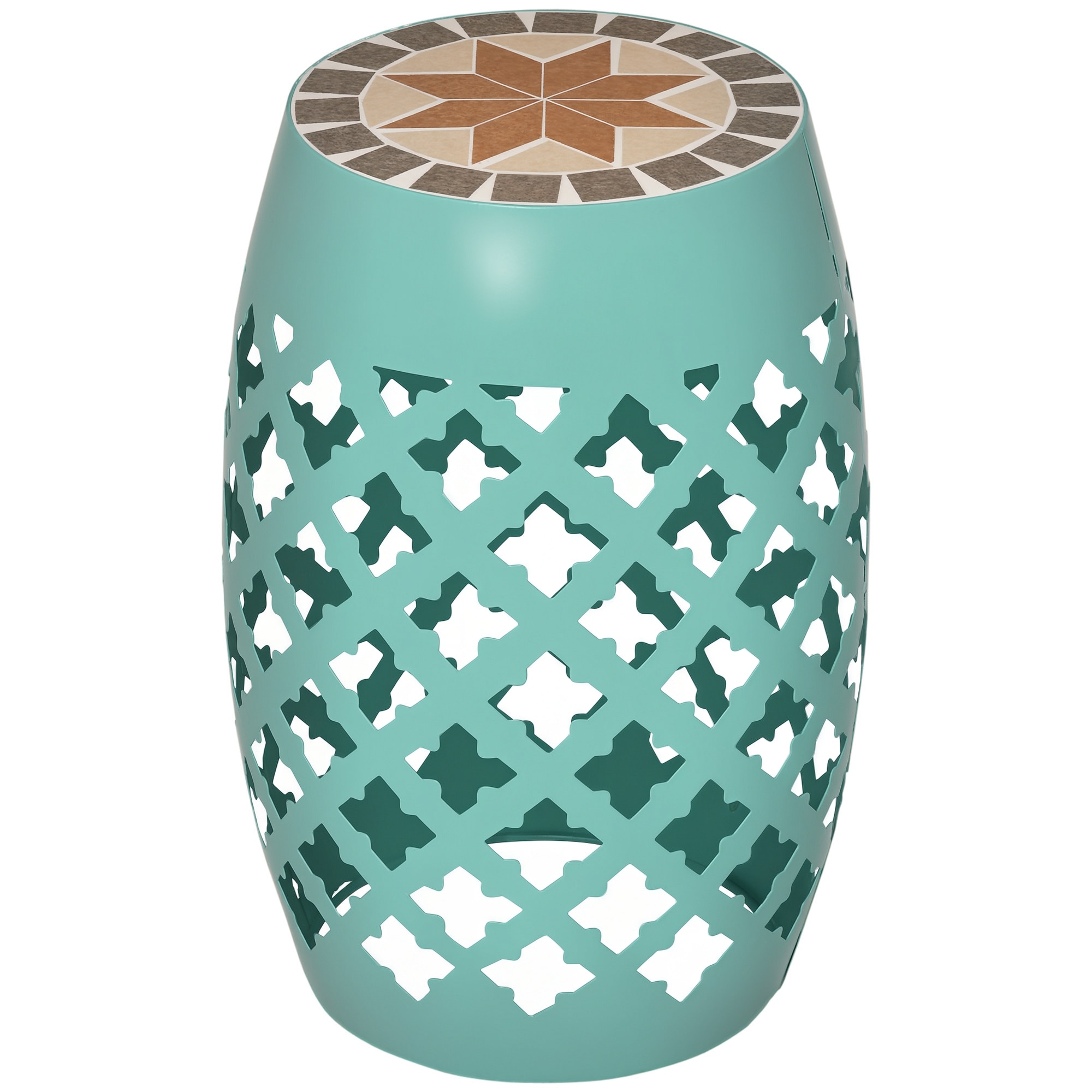 Outsunny 12in Patio Round Side Table Outdoor Footstool Garden Mosaic ...