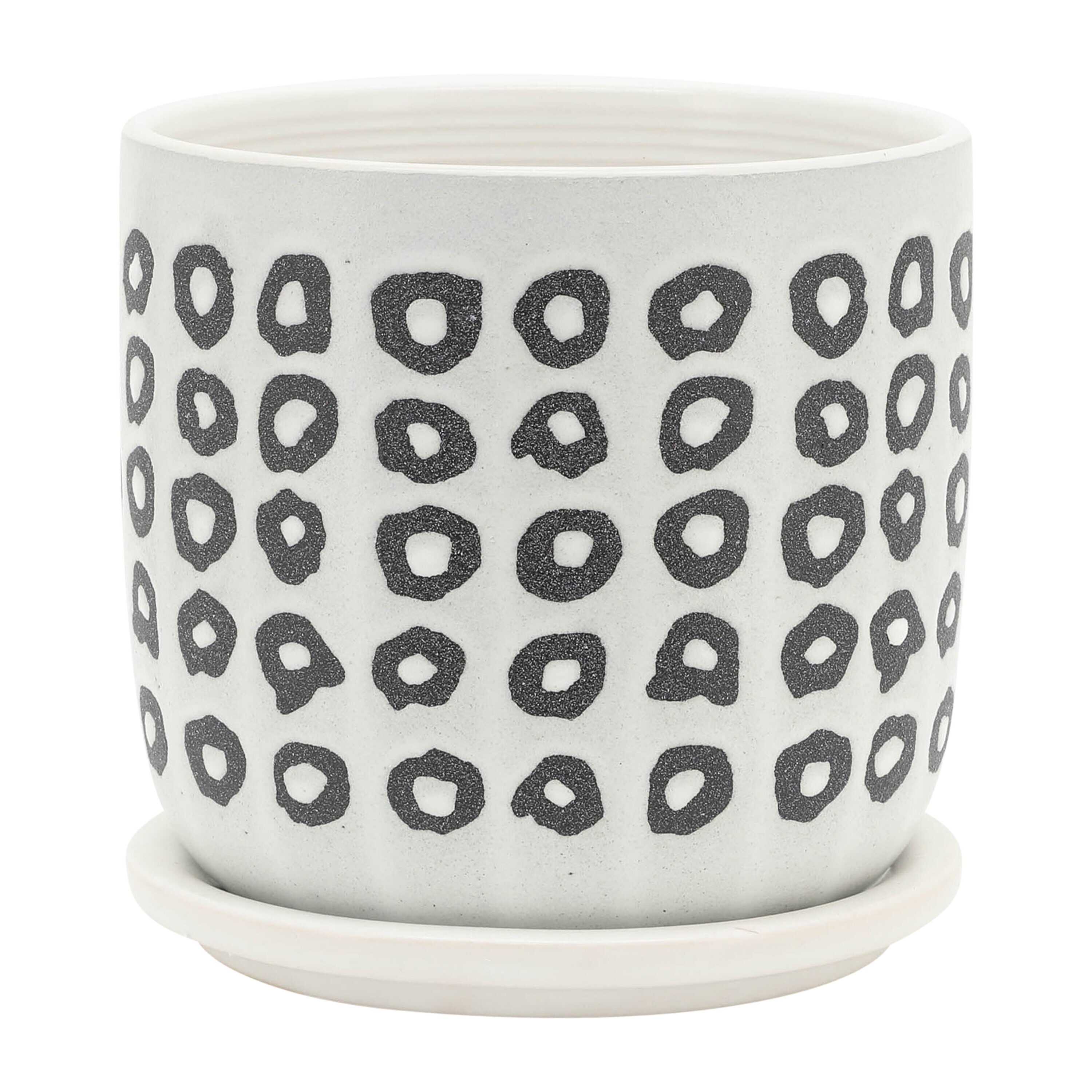 Watnature S/2 5/6 in AZTEC PLANTER W/ SAUCER BLACK in the Pots ...