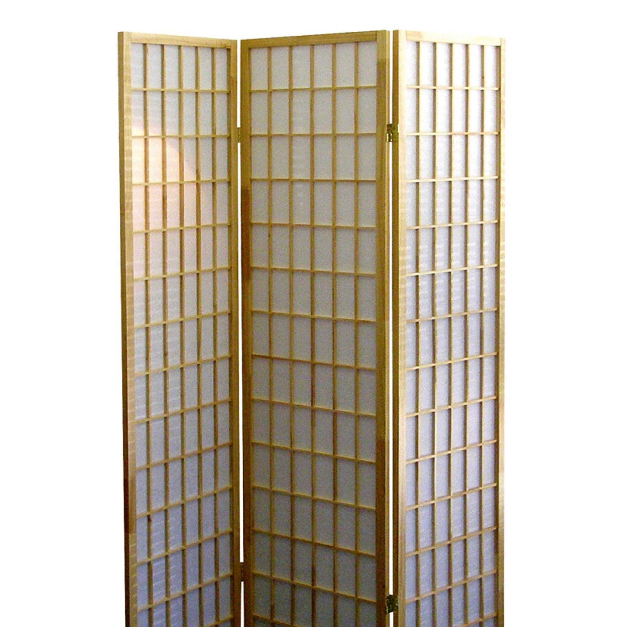 LOVMOR 70inch Tall 3 Panel Japanese Style Room Divider Natural Wood in ...