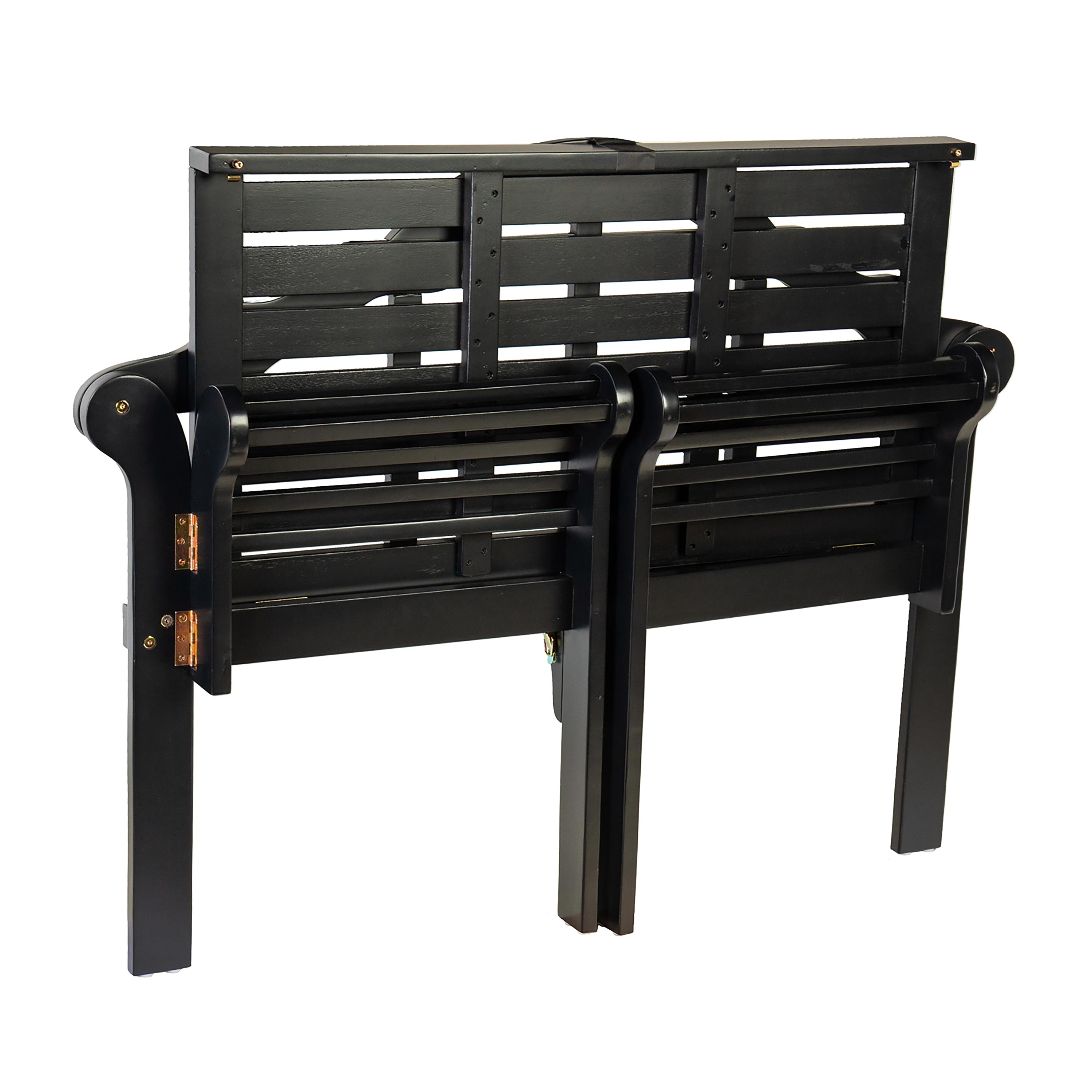 Evergreen 48 W x 36.5 H Black Eucalyptus Folding Bench 62A79 BK at ...