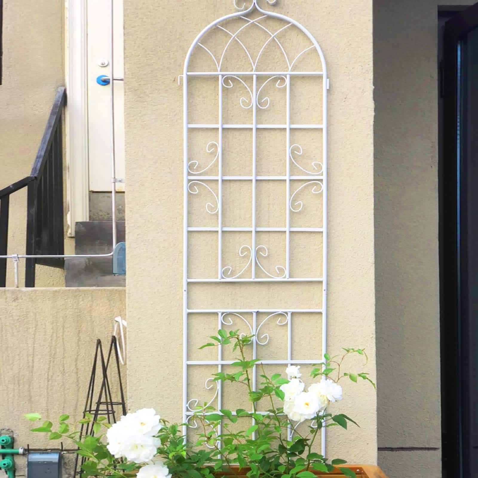 Vynxaria 4 Pack 87x20 Inch Cream White Metal Garden Trellis Rustproof ...