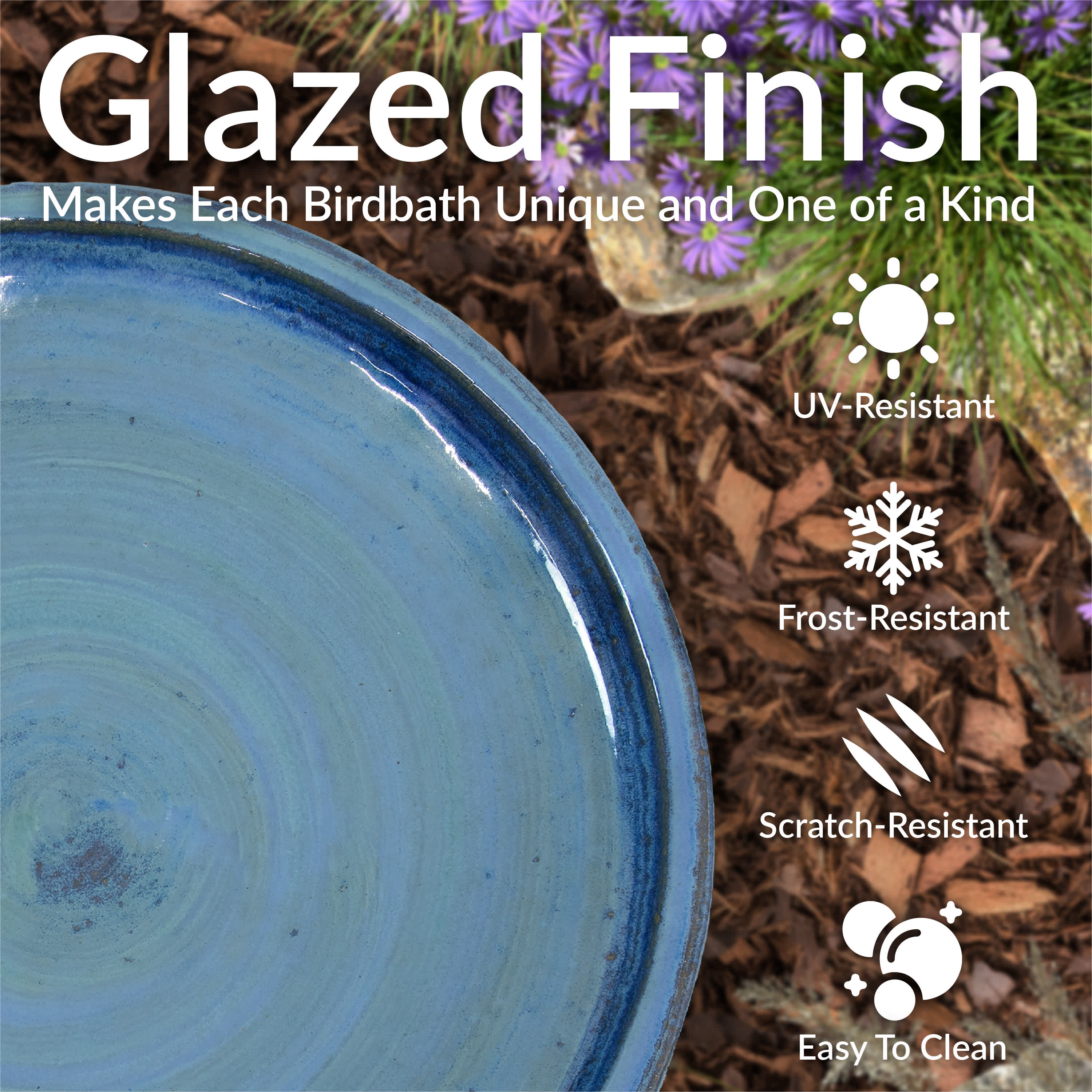 Sunnydaze Decor Sunnydaze 21-in H Ceramic Bird Bath for Outside - Hand ...