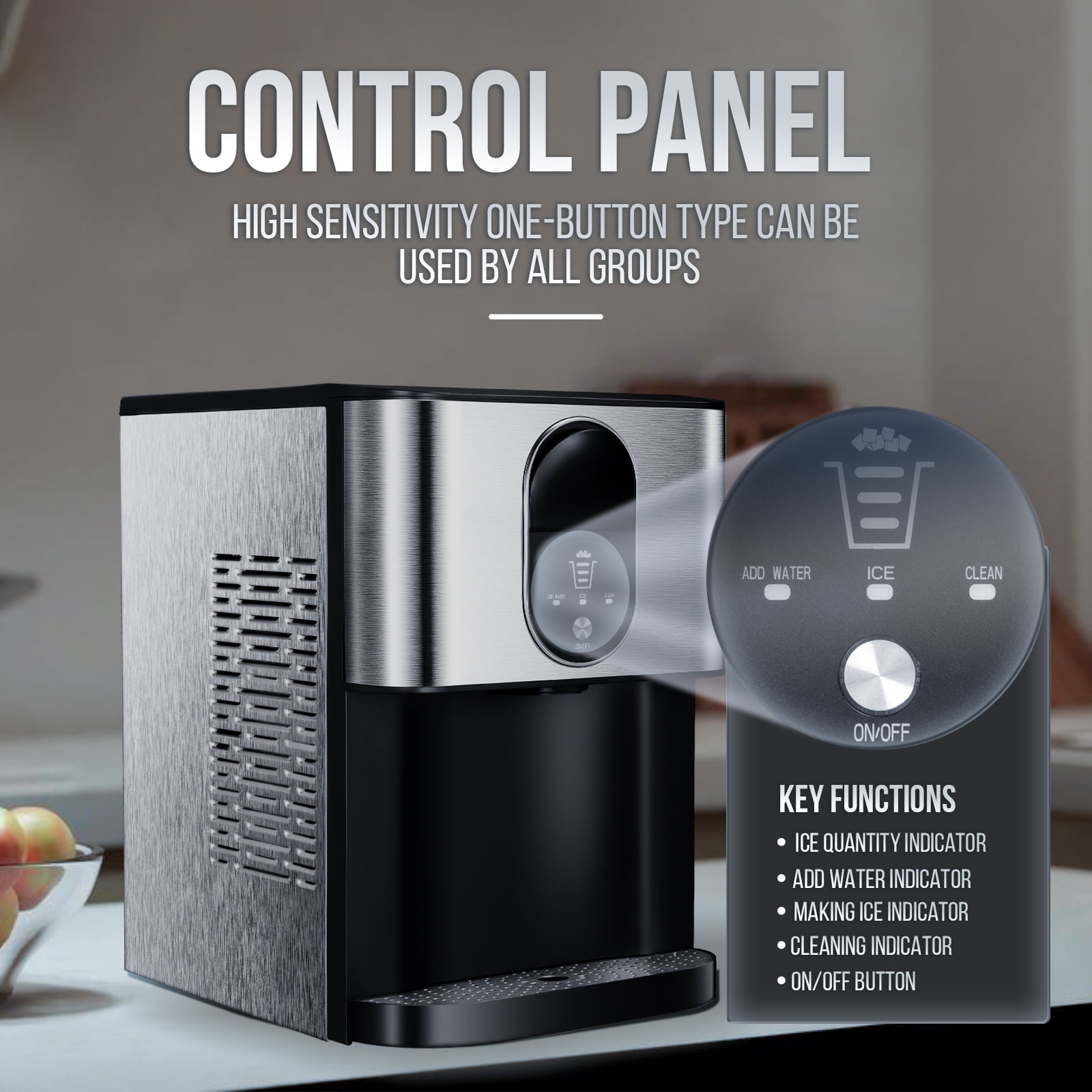 COWSAR 44-lb Countertop or Portable Nugget/Pebble Ice Maker (Stainless ...