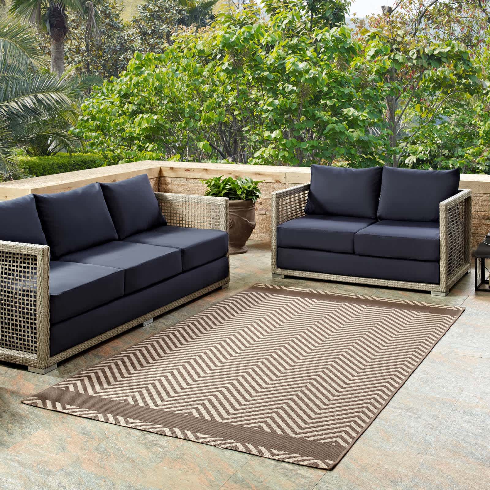 Modway Optica Chevron With End Borders Indoor and Outdoor 8x10 Area Rug ...