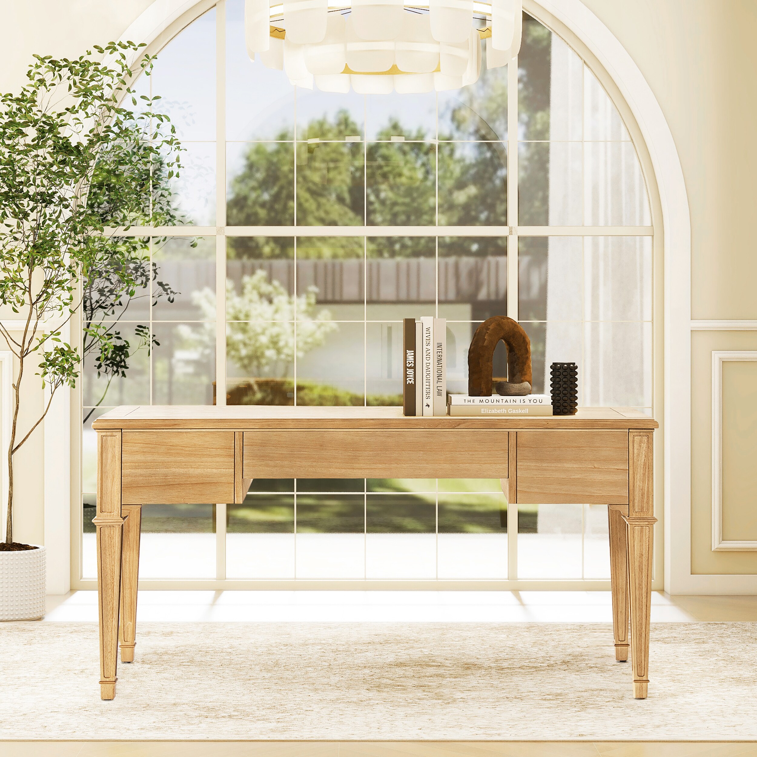 Jennifer Taylor Home Dauphin 55-in Brown Traditional Rubberwood ...