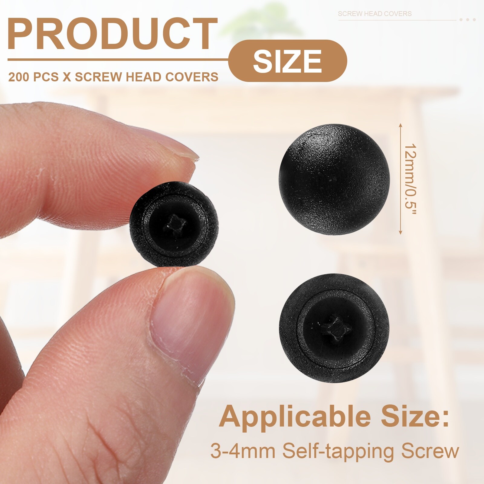 Unique Bargains 200pcs Screw Head Covers 12mm Plastic Screw Caps ...